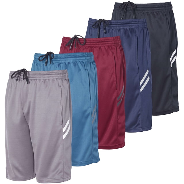 Real Essentials 5 Pack: Boys' Athletic Basketball Shorts with Pockets ...