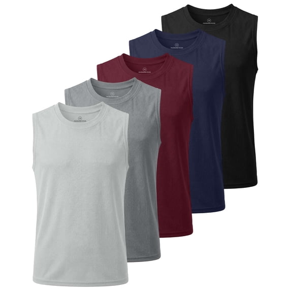 Real Essentials 5 Pack: Boys Mesh Active Tank Tops Athletic Workout ...