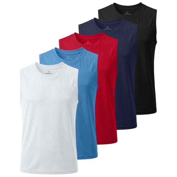 Real Essentials 5 Pack: Boys Mesh Active Tank Tops Athletic Workout ...
