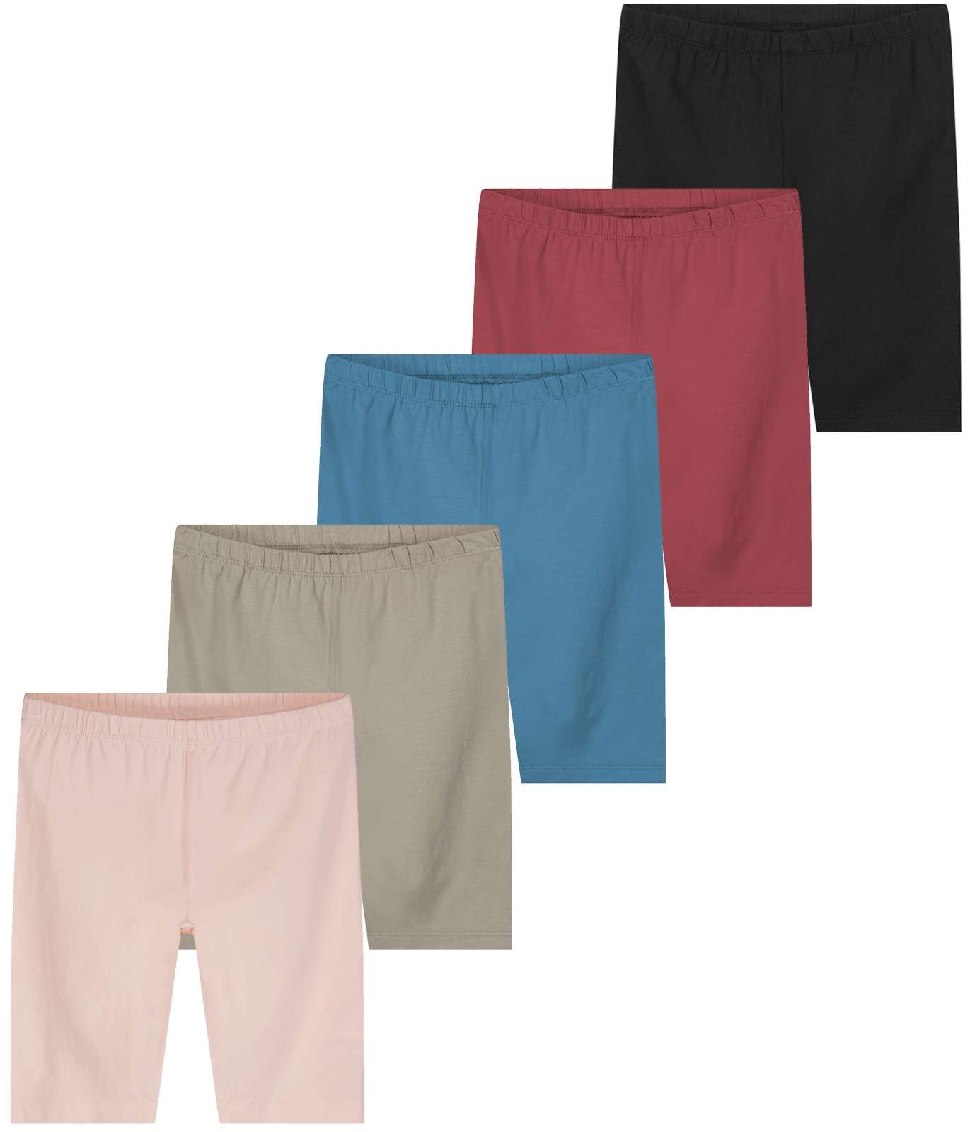 Real Essentials Girls Cotton Spandex Biker Shorts, 5 Pack, Ages 4-18, Athletic, Dance, Under ...
