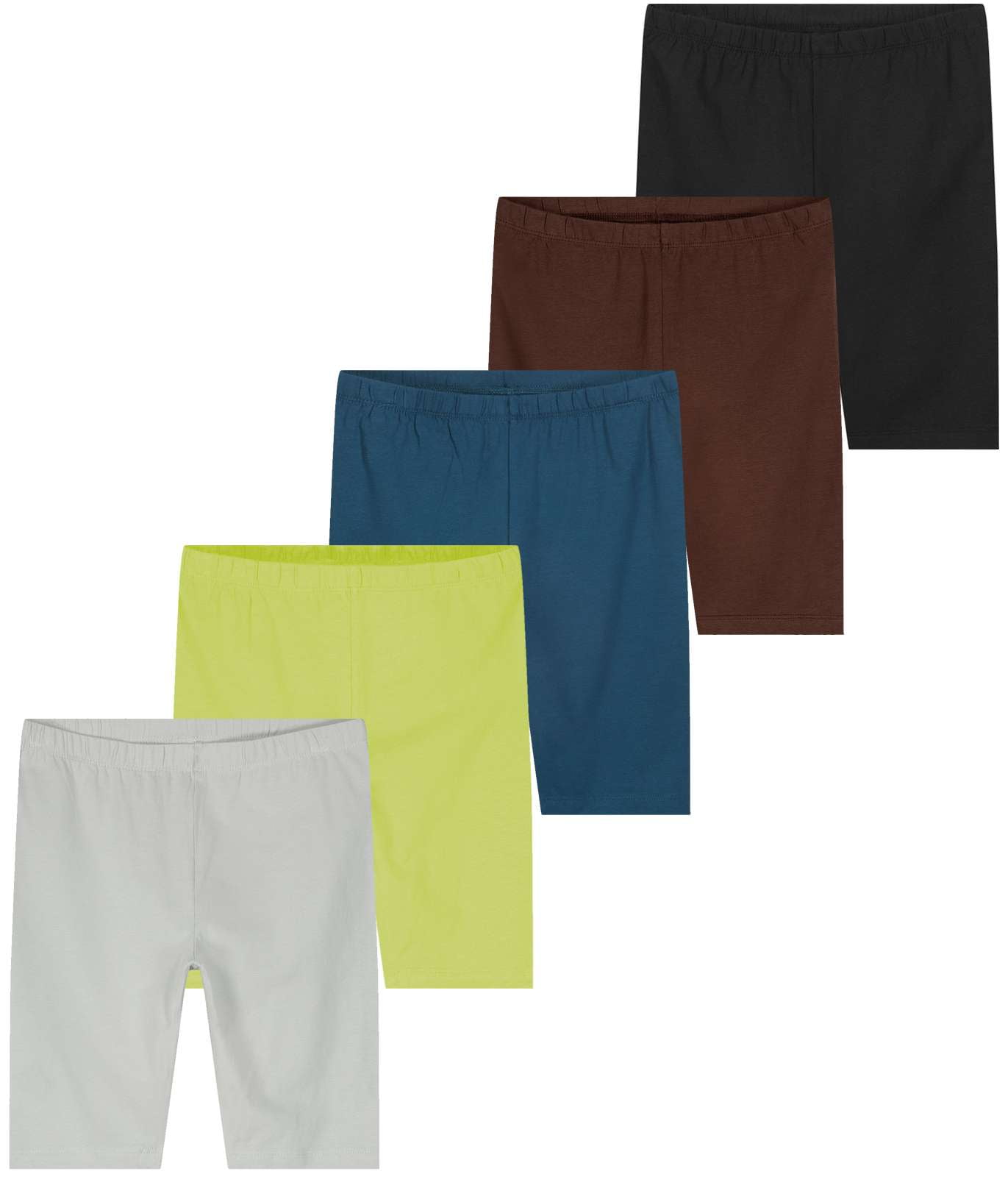 Real Essentials 5: Pack Girls Cotton Spandex Biker Short Cartwheel Dance Shorts Athletic Under ...