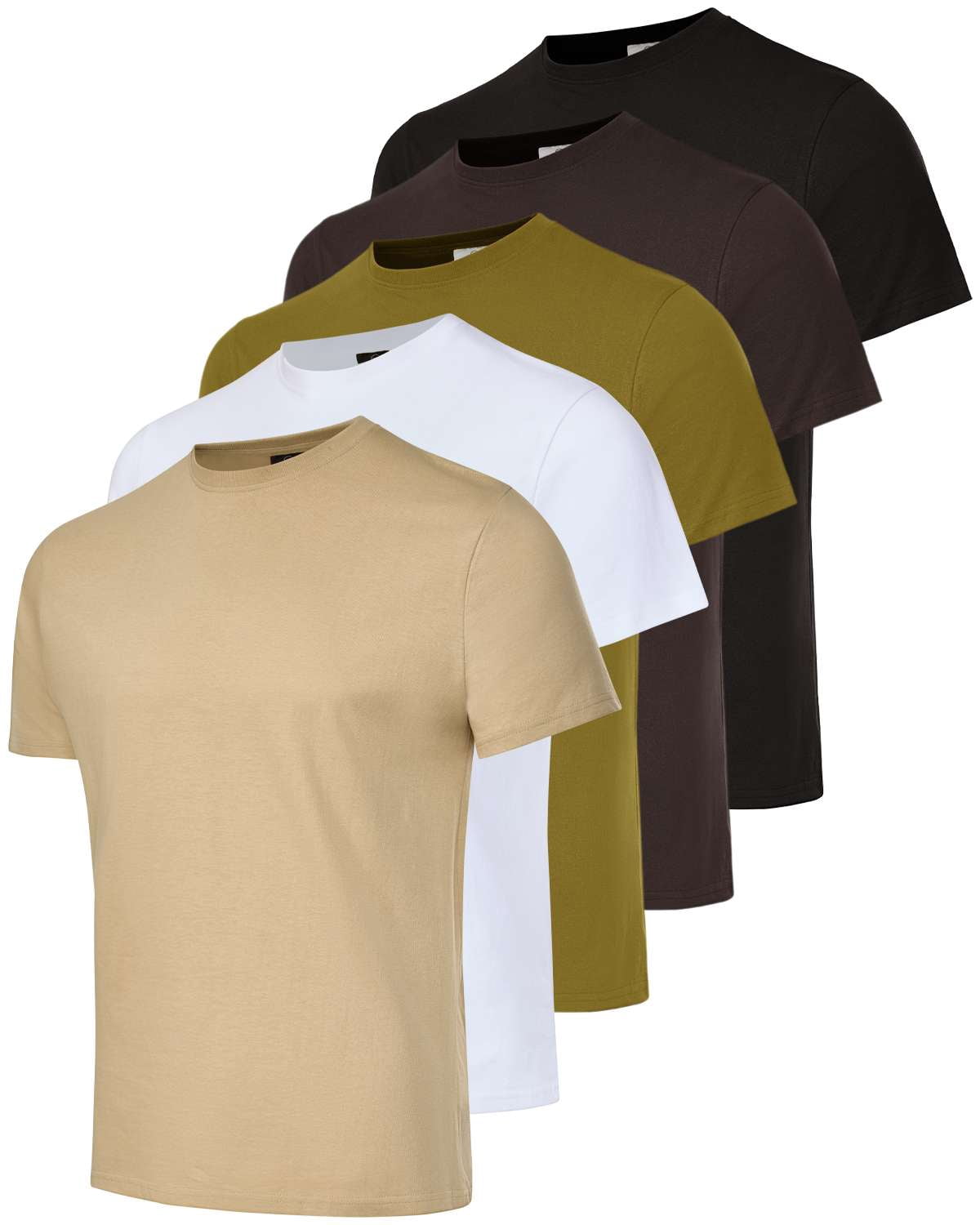 Real Essentials 5 Pack: Men’s 100% Cotton Casual T-Shirts Plain Jersey ...