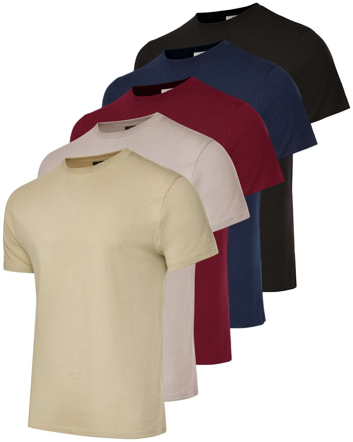 Real Essentials 5 Pack: Men’s 100% Cotton Casual T-Shirts Plain Jersey ...