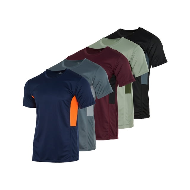 Real Essentials 5 Pack Men’s Active Quick Dry Mesh Crew Neck T Shirts | Athletic Short Sleeve ...