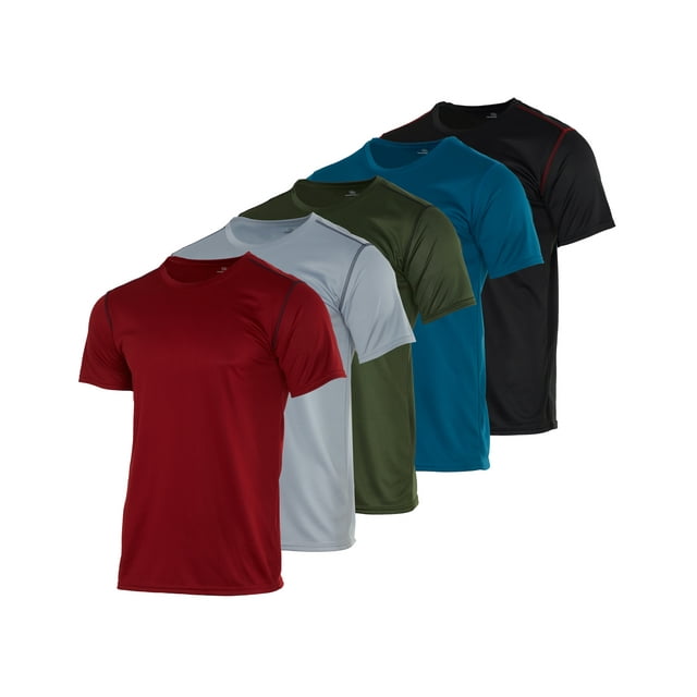 Real Essentials 5 Pack Men’s Active Quick Dry Mesh Crew Neck T Shirts | Athletic Short Sleeve ...