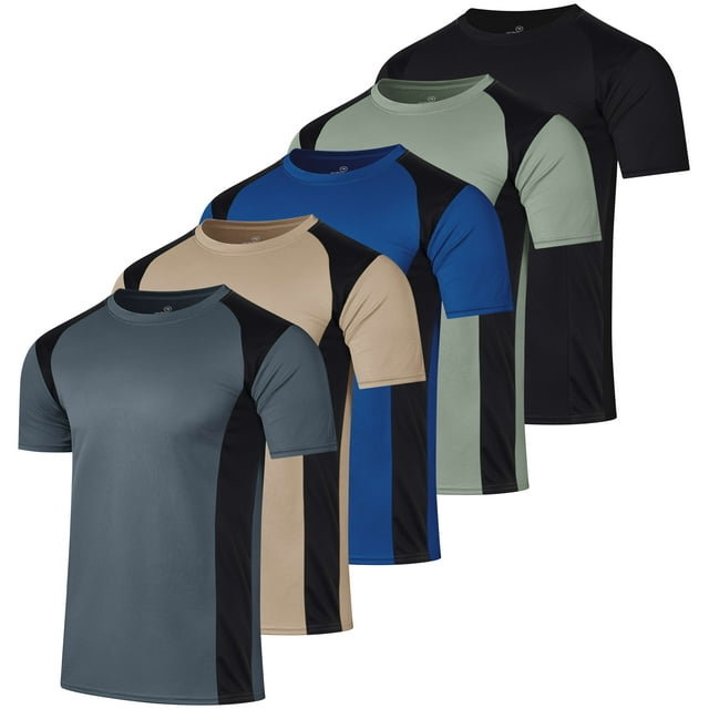 Real Essentials 5 Pack Men’s Active Quick Dry Mesh Crew Neck T Shirts ...