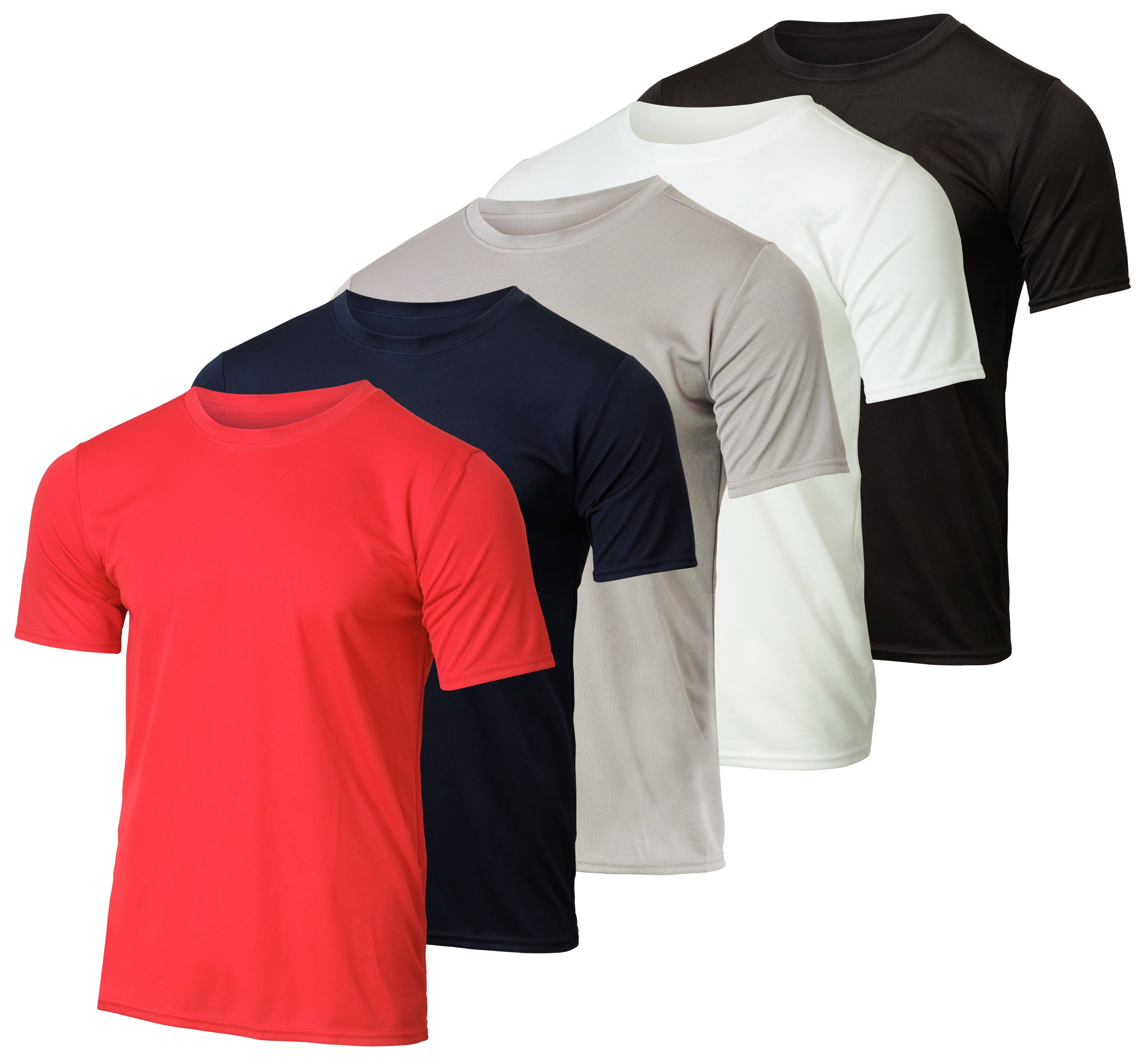 Real Essentials Men's Quick Dry Mesh Crew Neck T-Shirts, 5 Pack ...
