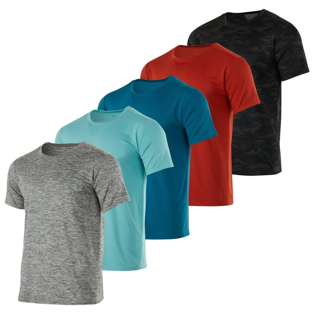 Real Essentials 5 Pack: Men’s Dry-Fit Moisture Wicking Active Athletic ...