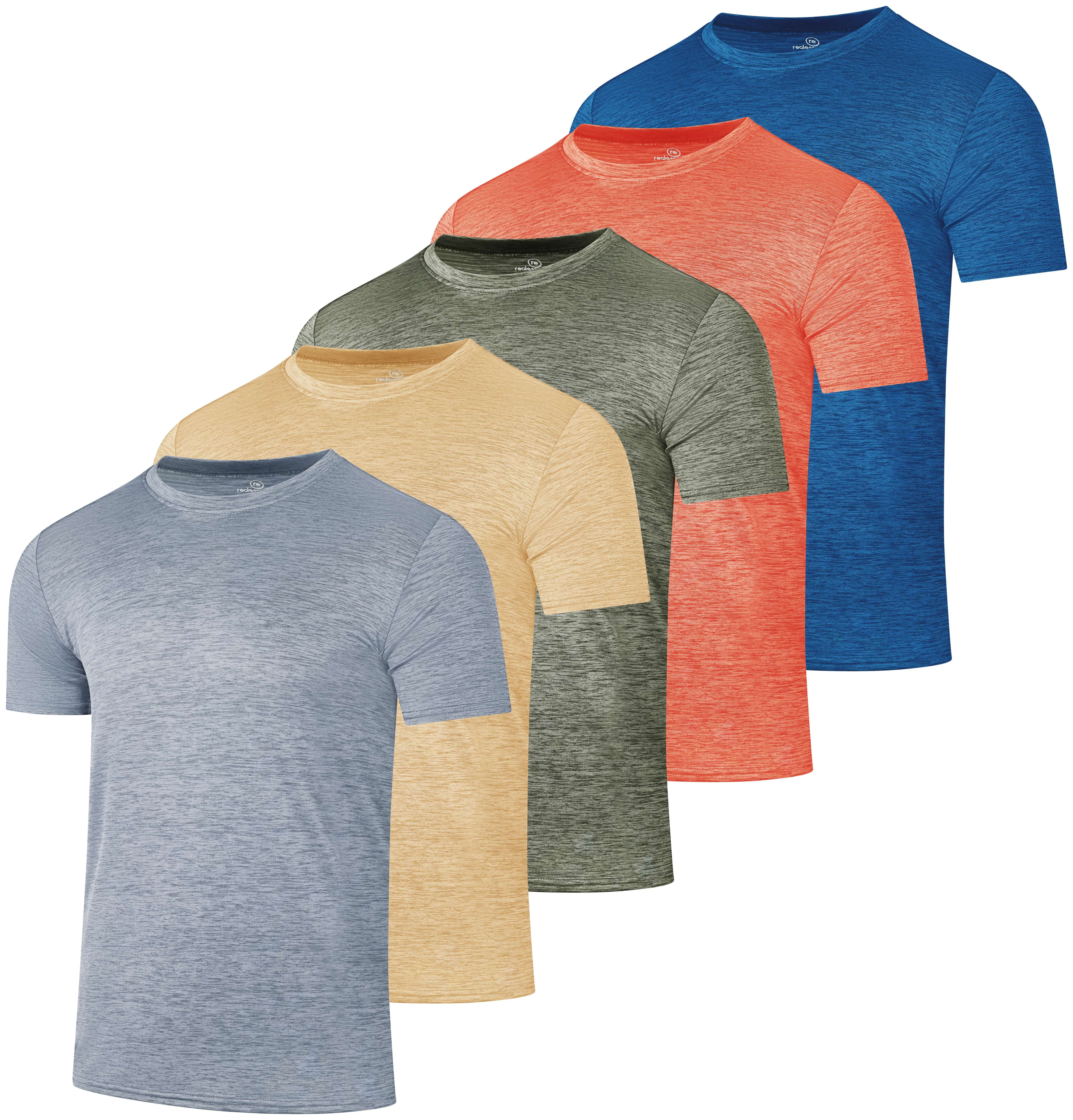 Real Essentials, Men‚Äôs Athletic T-Shirts, 5 Pack, Moisture Wicking ...