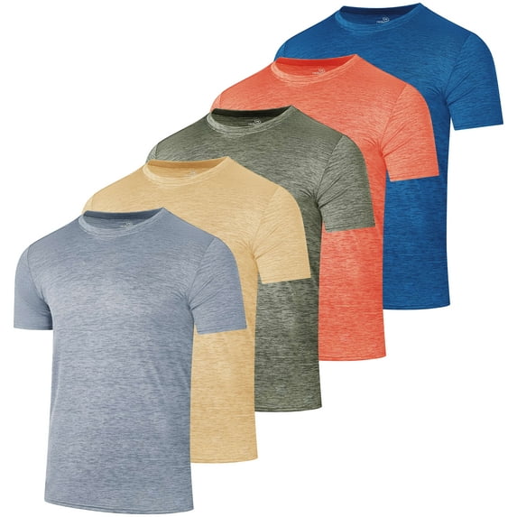 Real Essentials Men's 5-Pack Dry Fit Moisture Wicking Athletic Crew Neck T-Shirts - Walmart.com