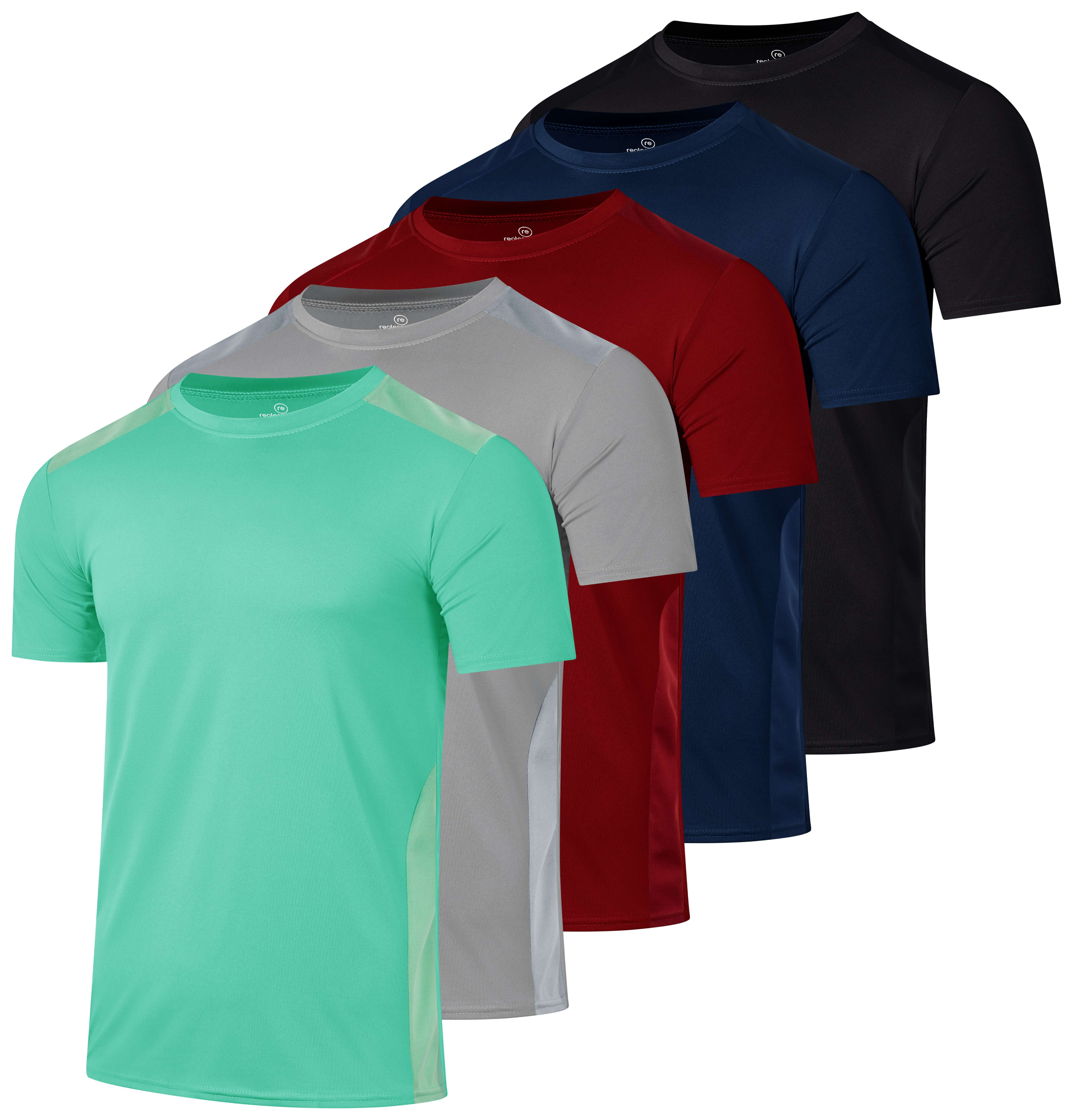 Real Essentials Men’s Dry Fit Crew T-Shirts, Moisture Wicking, Breathable, Pack of 5 - Walmart.com