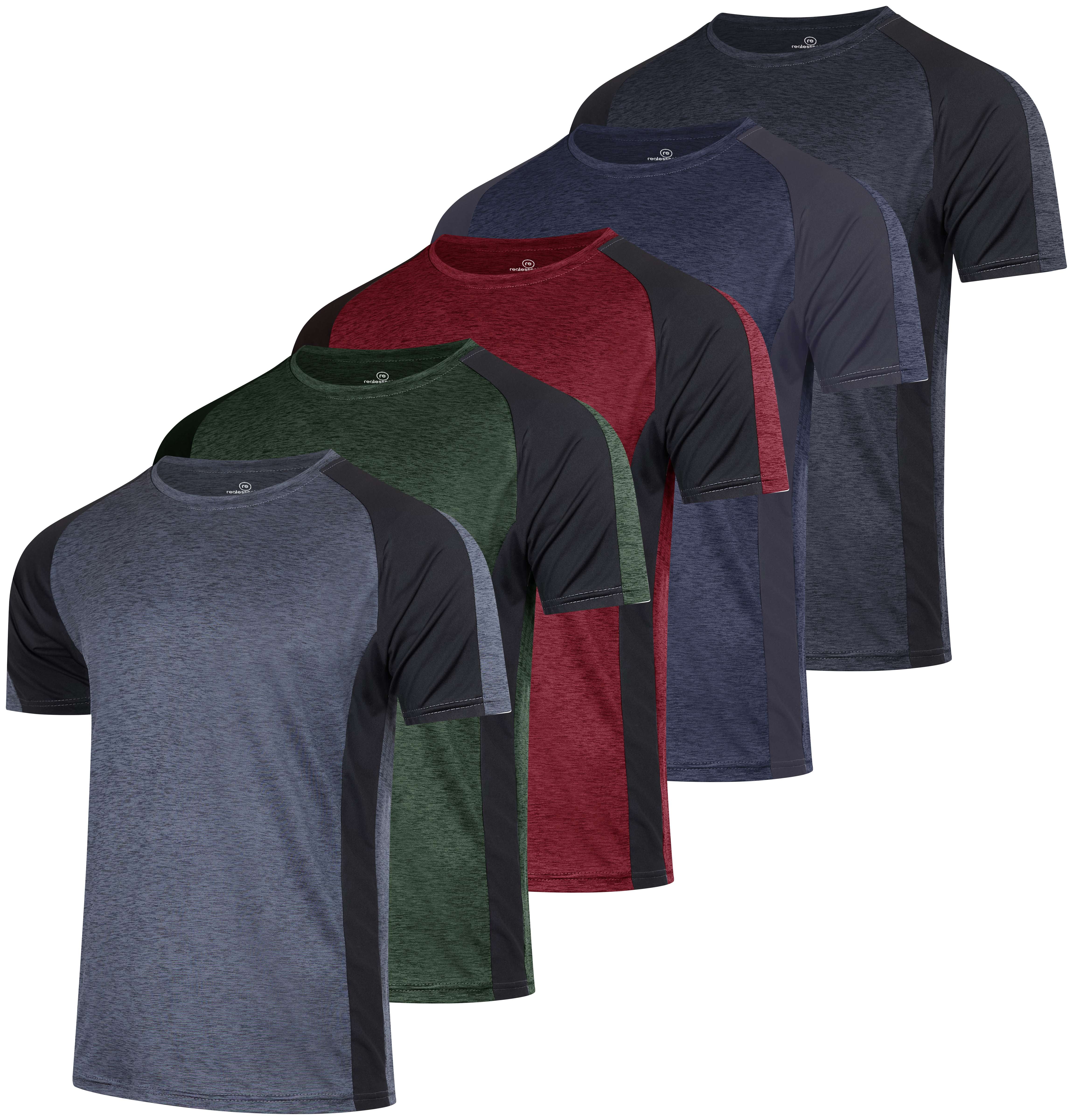 Real Essentials Men's 5-Pack Dry-Fit Athletic Performance Crew T-Shirts ...