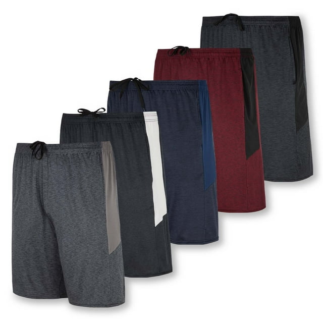 Real Essentials Men's Dry-Fit Athletic Performance Shorts (5 Pack ...