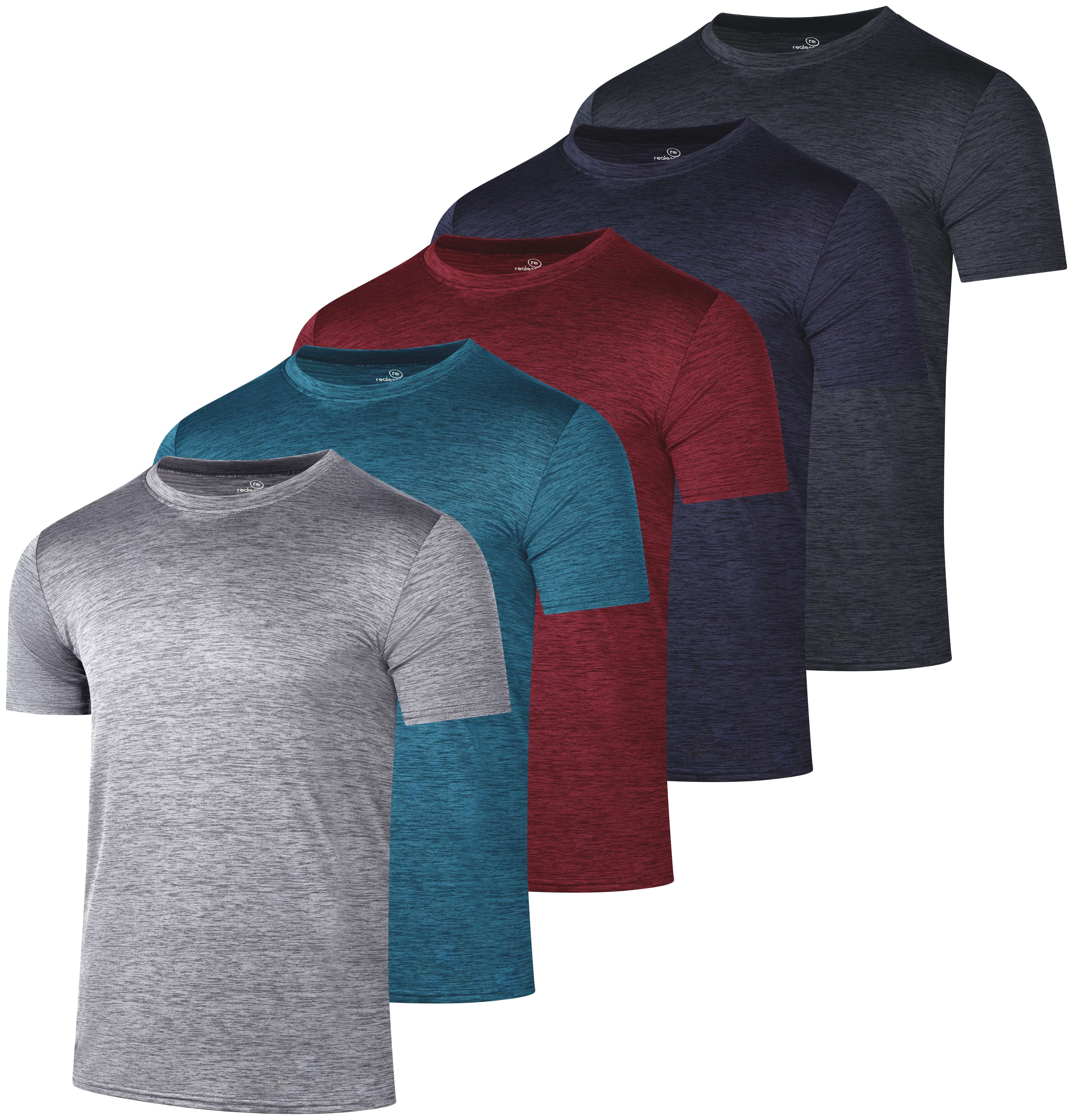 Real Essentials 5pk Men‚Äôs Short Sleeve Dry Fit T Shirt Workout Gym ...