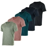 Real Essentials 5 Pack: Men’s V-Neck Dry-Fit Moisture Wicking Active ...