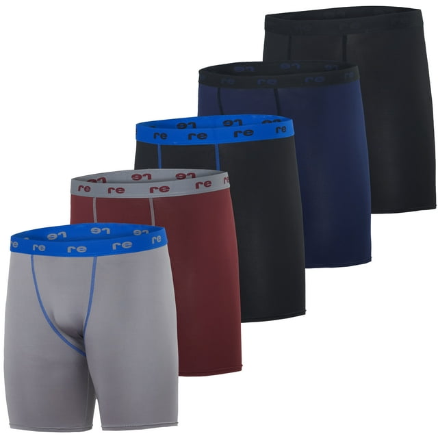 Real Essentials 5 Pack: Mens Compression Shorts - Quick Dry Performance ...