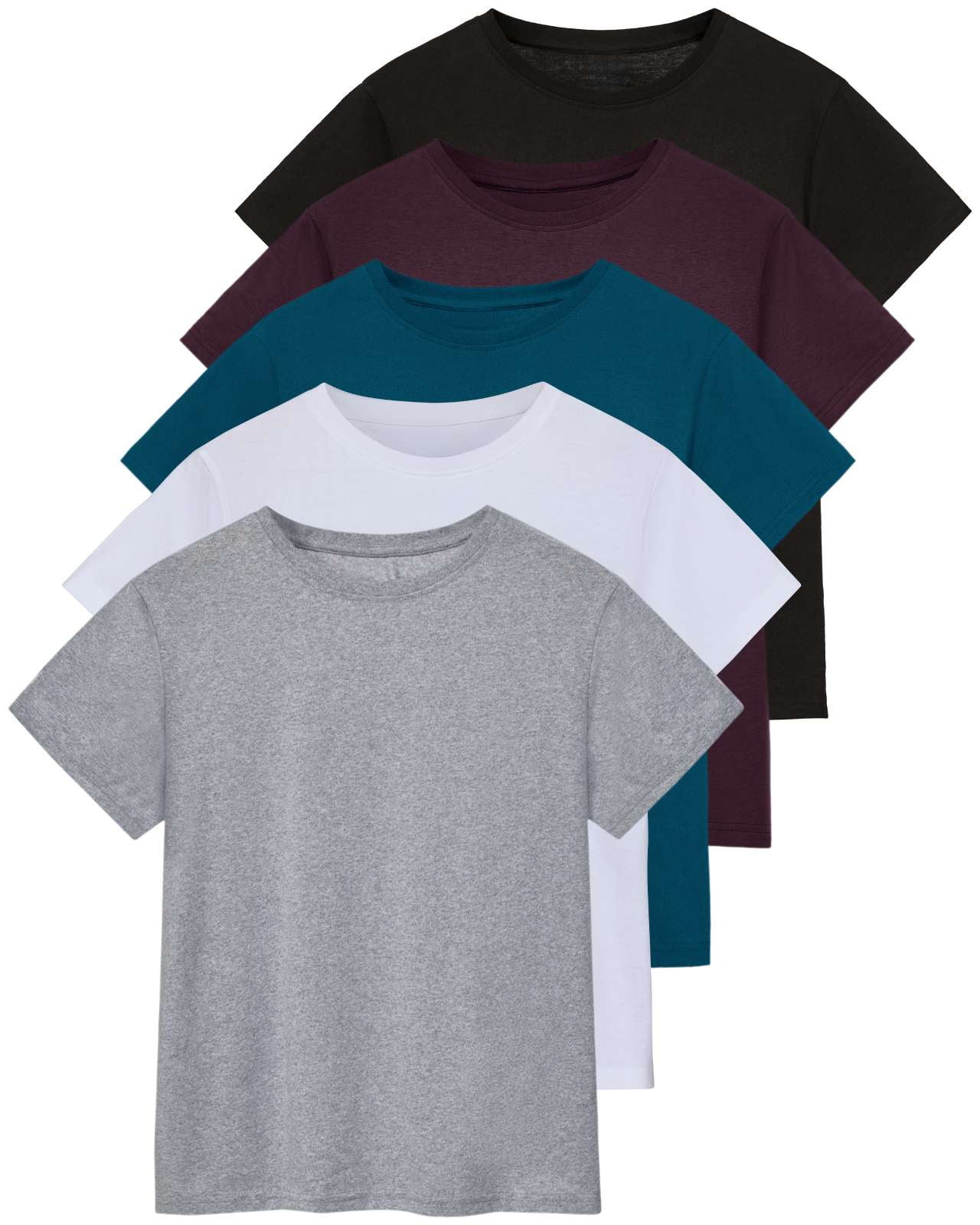 Real Essentials 5 Pack: Women’s 100% Cotton Oversized Short Sleeve T ...