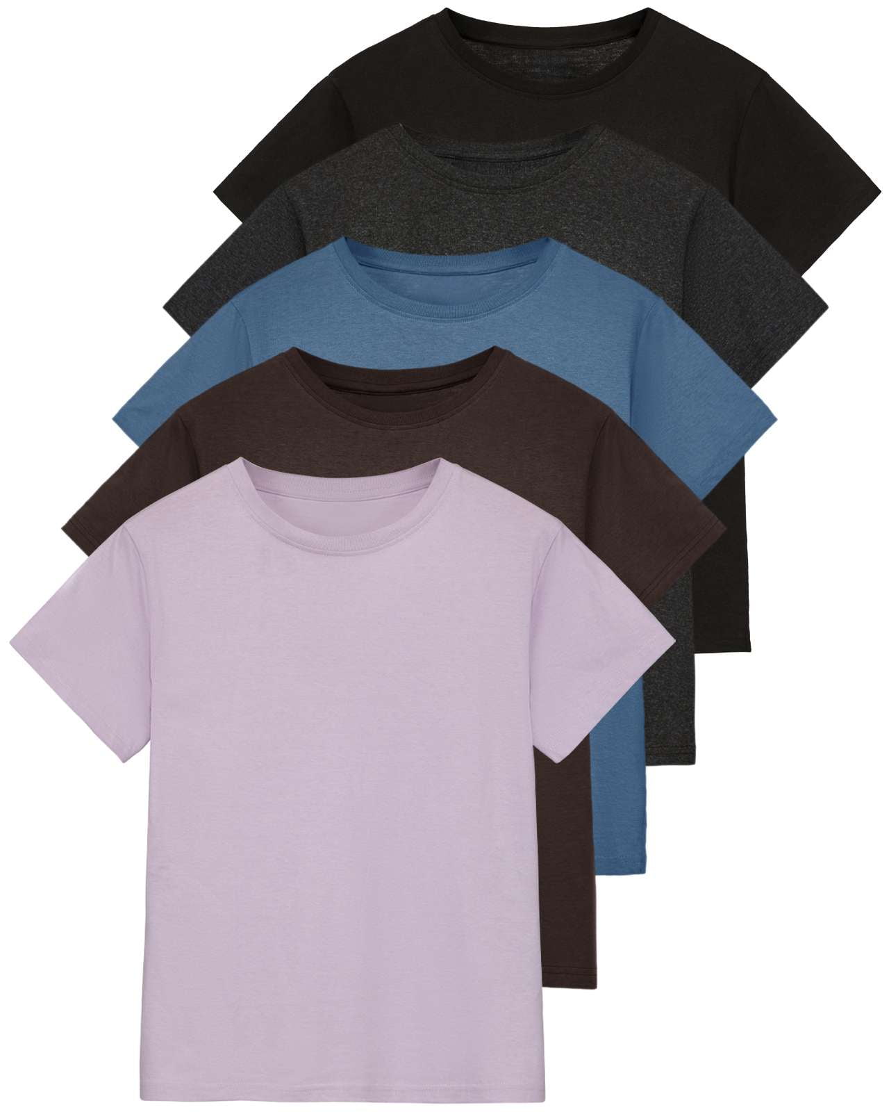 Real Essentials 5 Pack: Women’s 100% Cotton Oversized Short Sleeve T ...