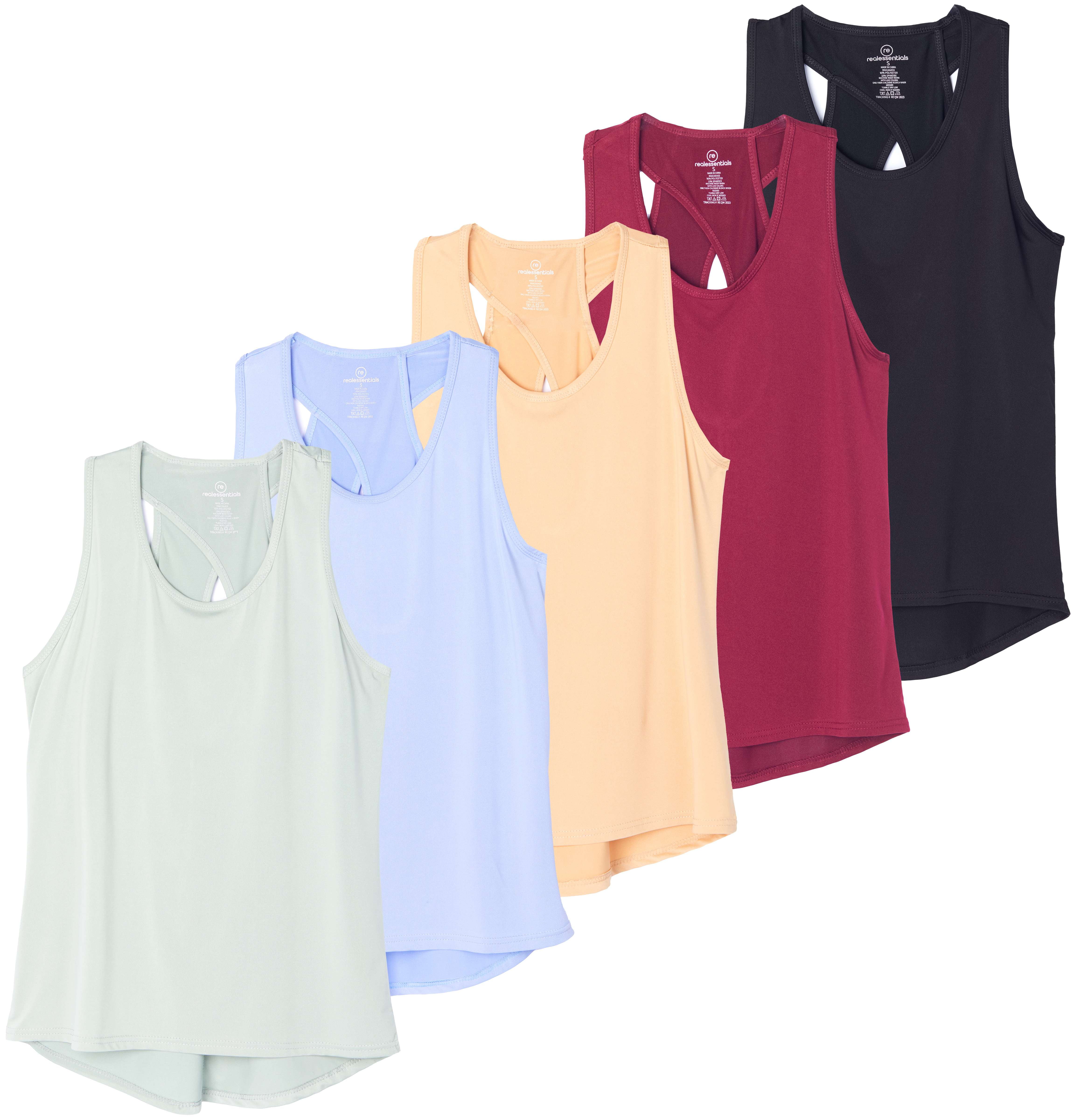 Real Essentials 5 Pack: Women's Crossback Keyhole Open Back Workout ...