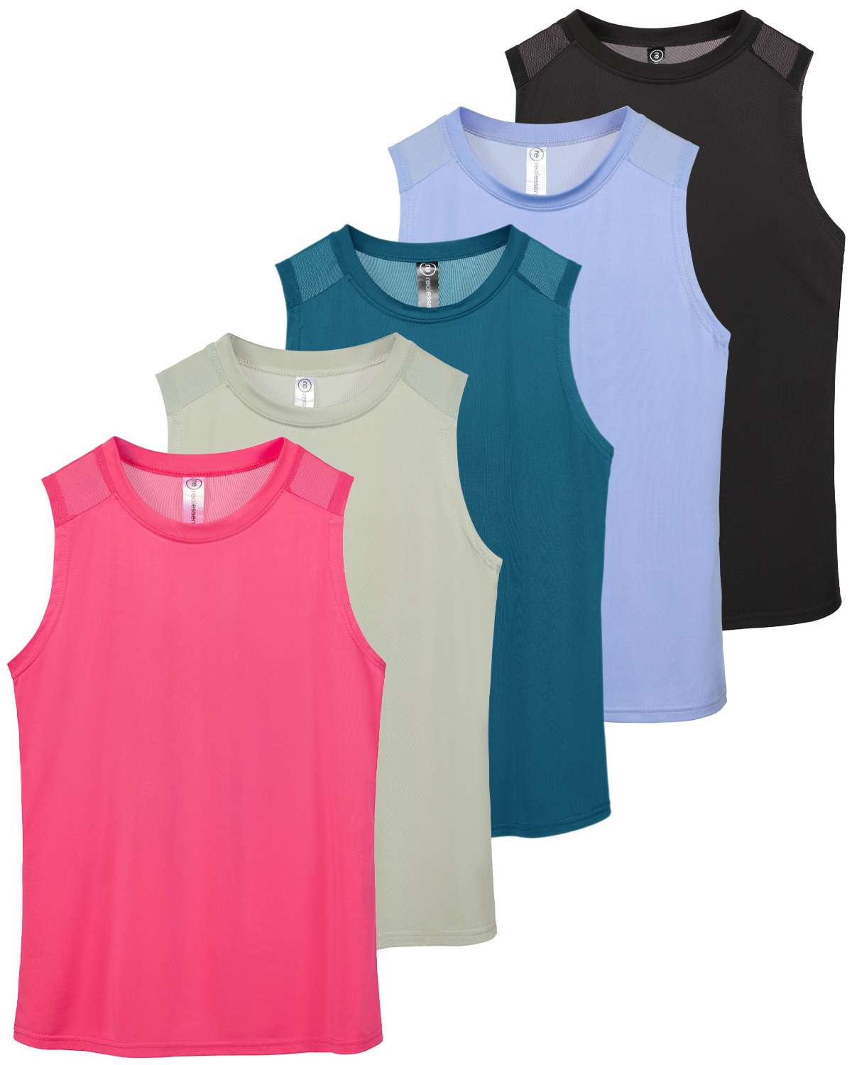 Real Essentials 5 Pack: Women's Dry-Fit Racerback Muscle Tank Tops ...