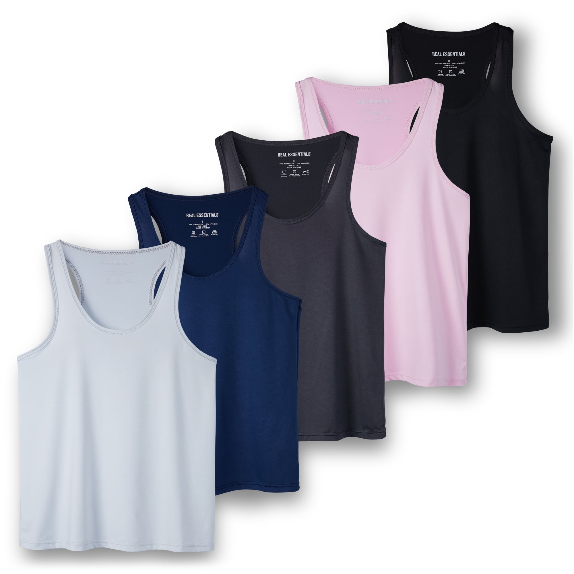 Real Essentials 5-Pack Women's Racerback Tank Top for Gym & Yoga (Plus ...