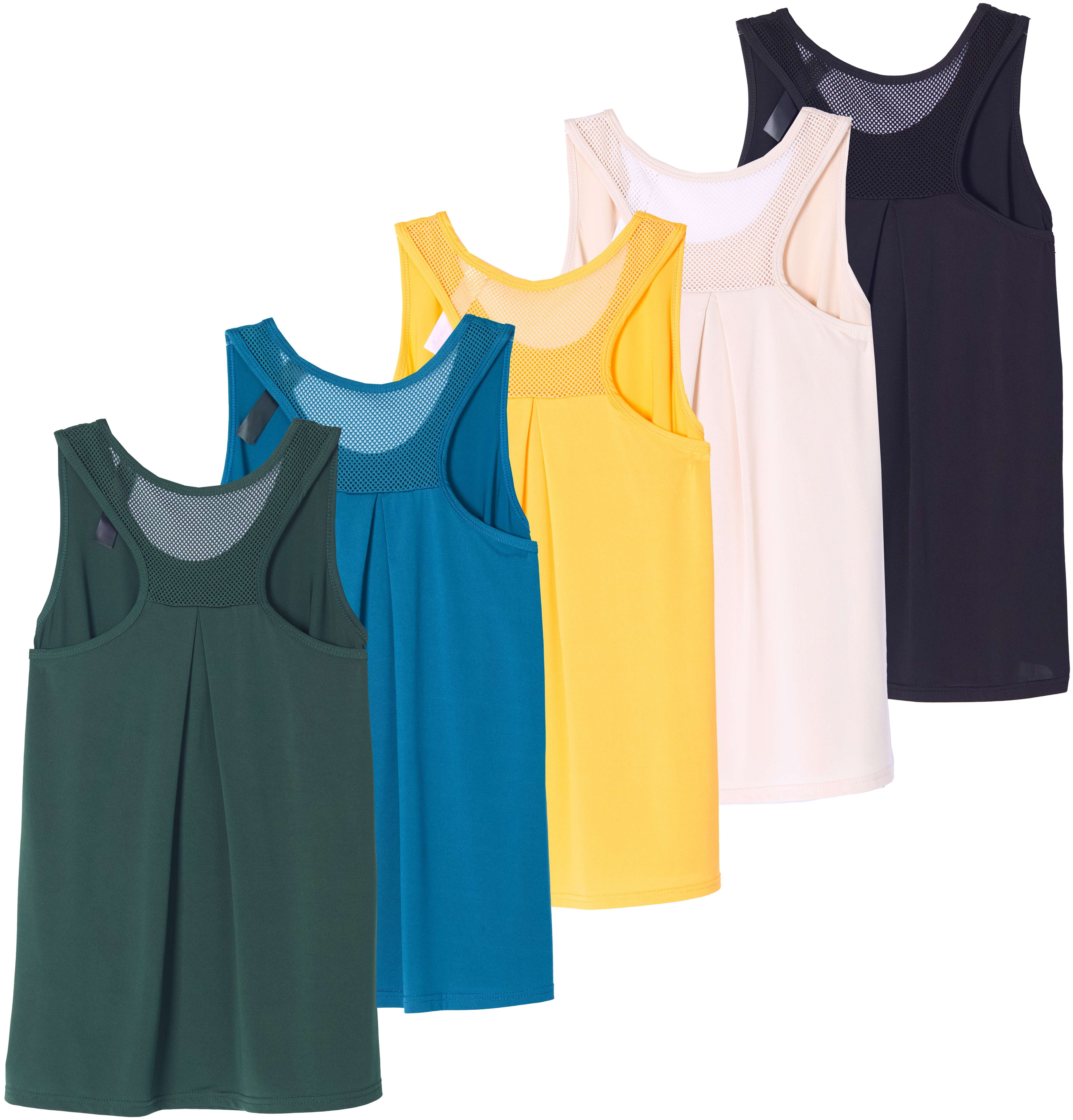 Real Essentials 5 Pack: Women's Racerback Workout Tank Top Mesh Back ...