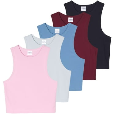 Real Essentials 5 Pack: Women's Dry-Fit Twist Front Knot Sleeveless ...