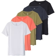Real Essentials 4 Pack: Women's Cotton Classic-Fit Long-Sleeve Crewneck ...