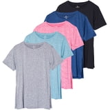 Real Essentials 5 Pack: Women's Short Sleeve Active Workout T-Shirts ...