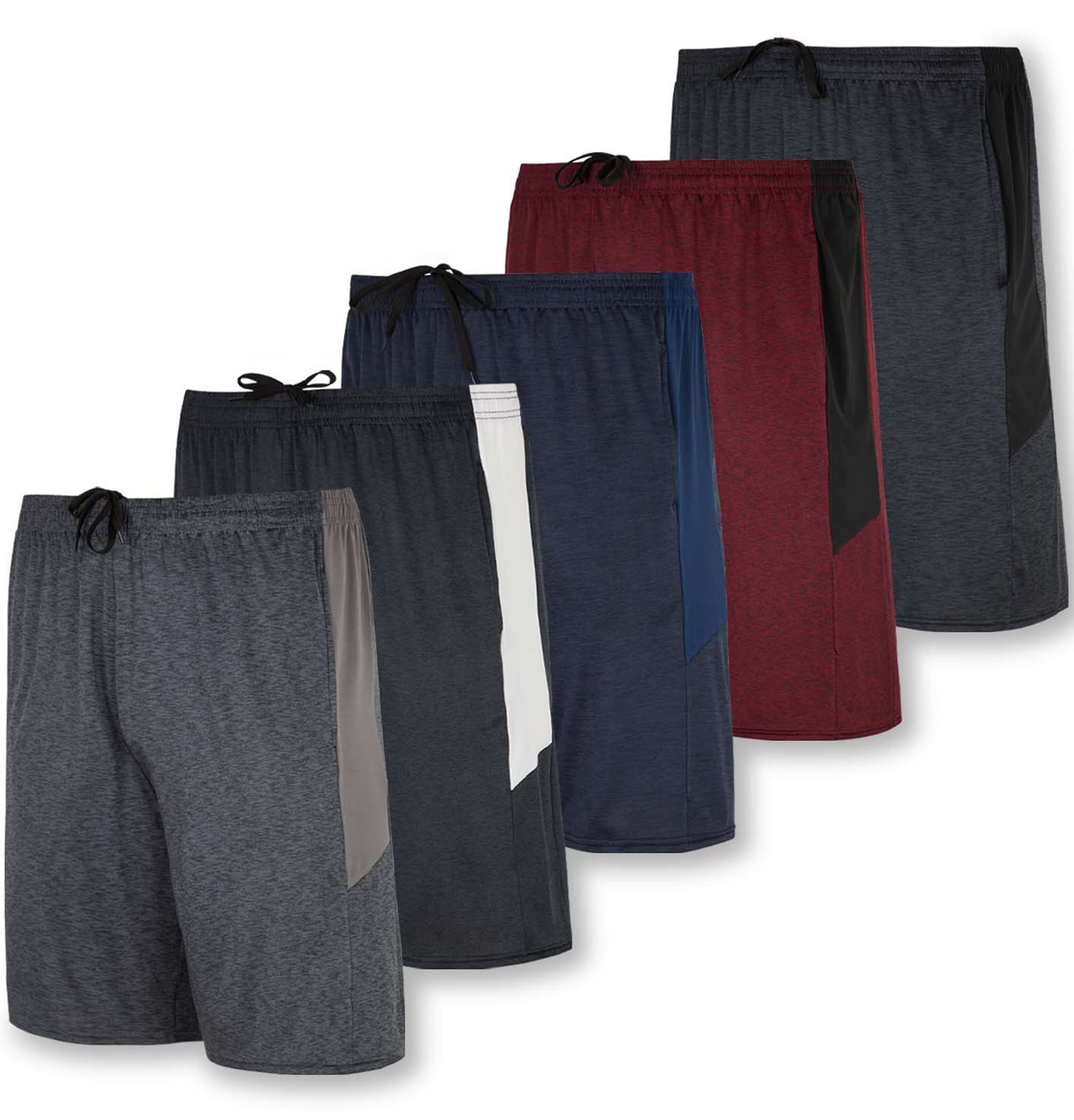 Real Essentials 5-Pack Dry-Fit Athletic Shorts with Pockets for Boys ...