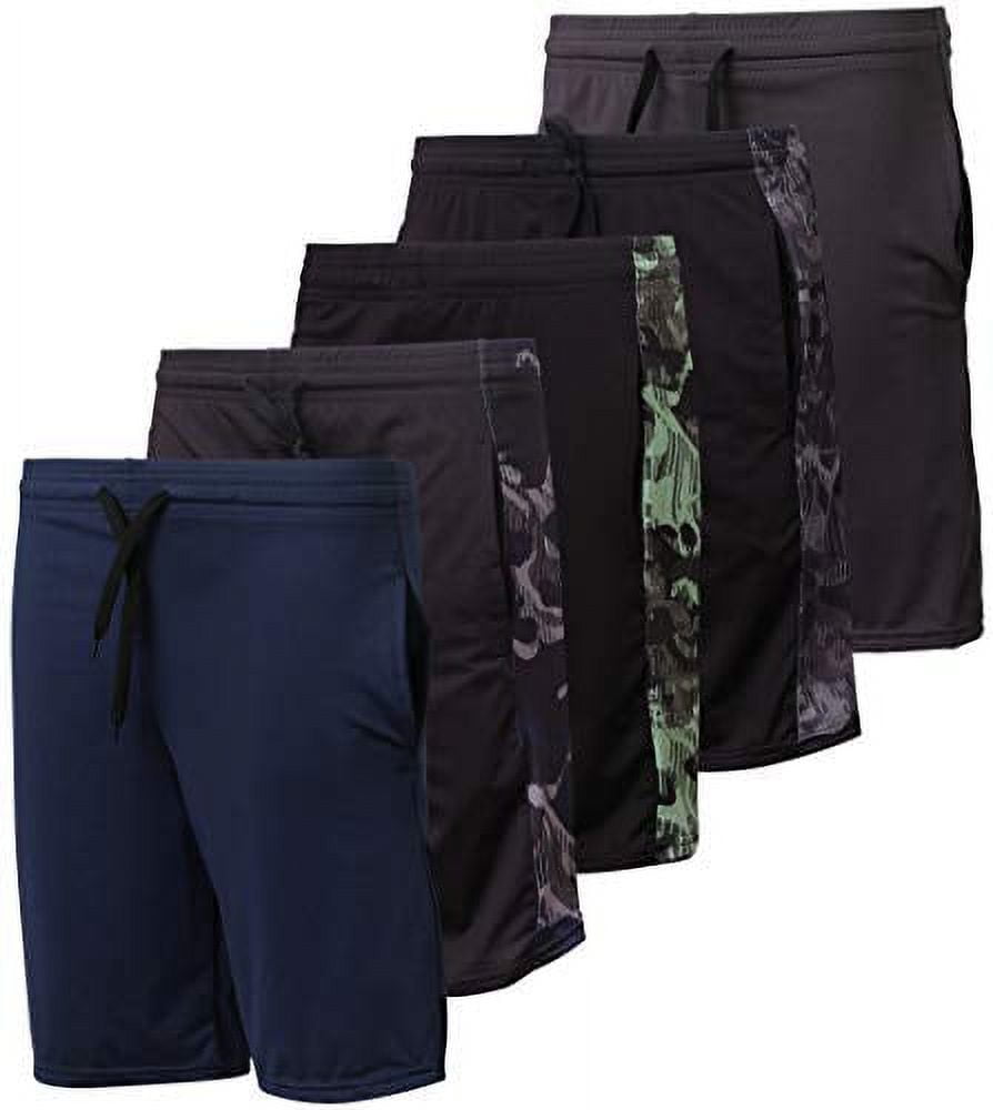 Real Essentials 5-Pack Dry-Fit Athletic Shorts for Boys & Girls with ...