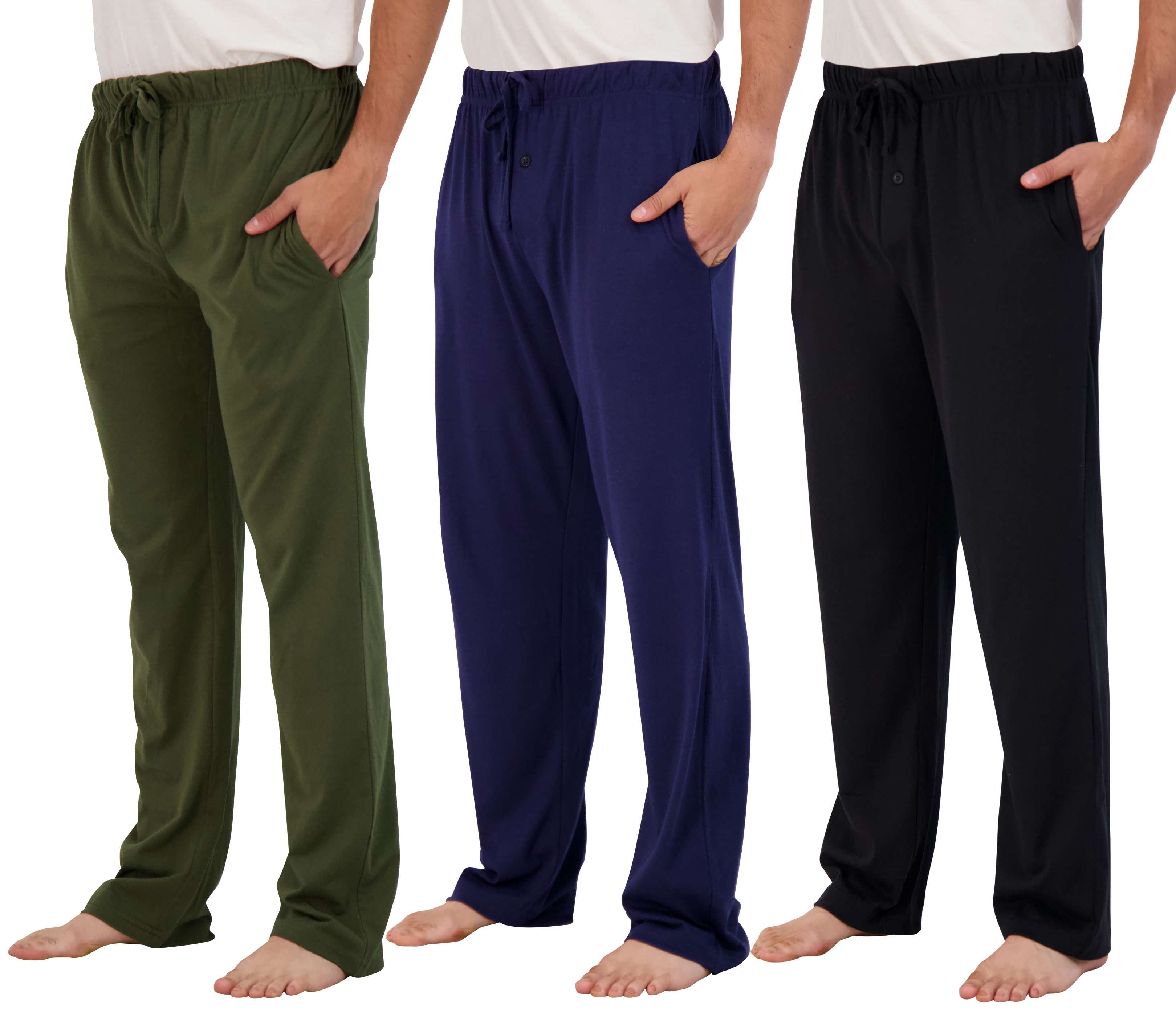 Real Essentials Men's Cotton Flannel Sleep Pants, 3-Pack, Sizes S-3XL ...