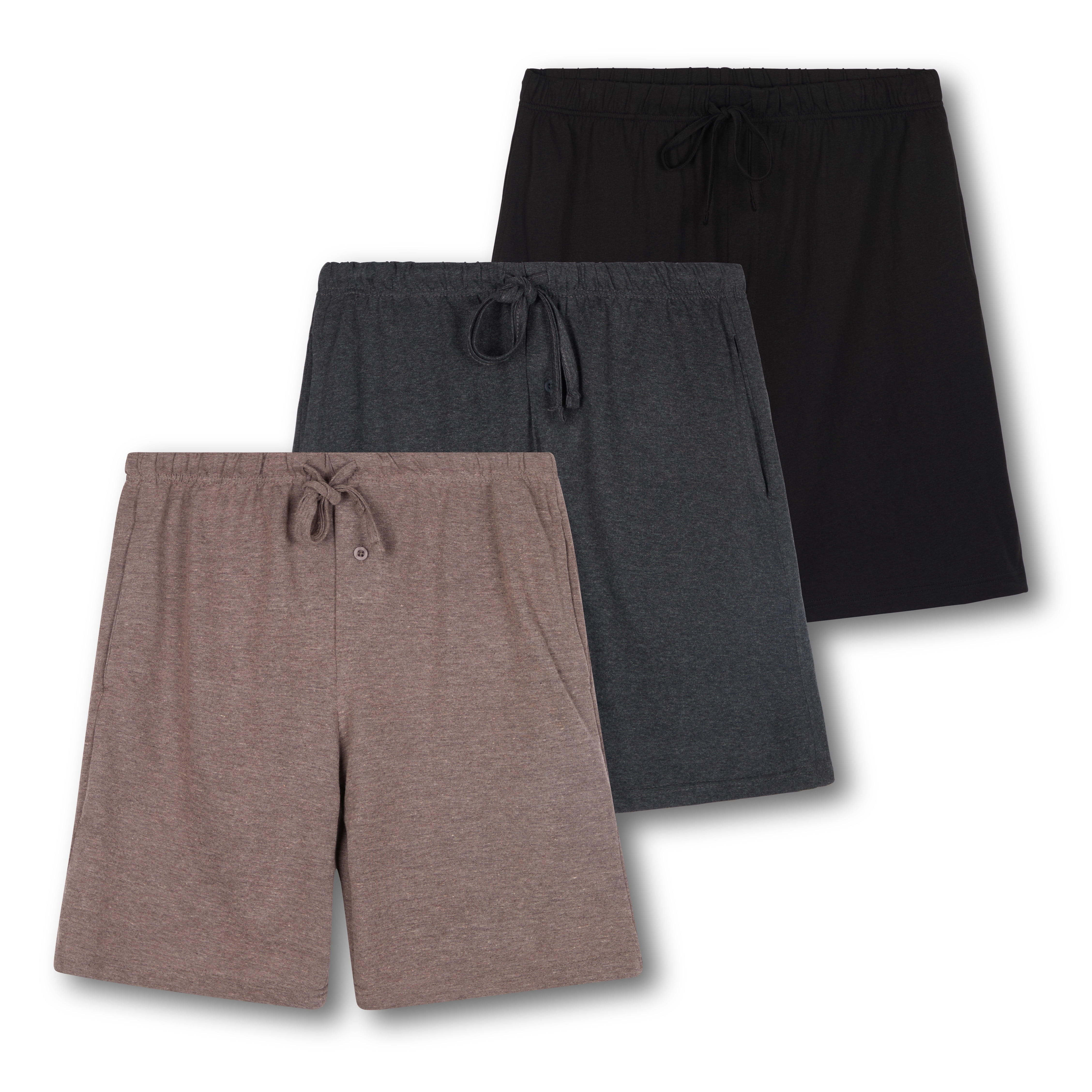 Real Essentials Men's 3-Pack Soft Knit Sleep Shorts, Sizes S-3XL, Mens ...