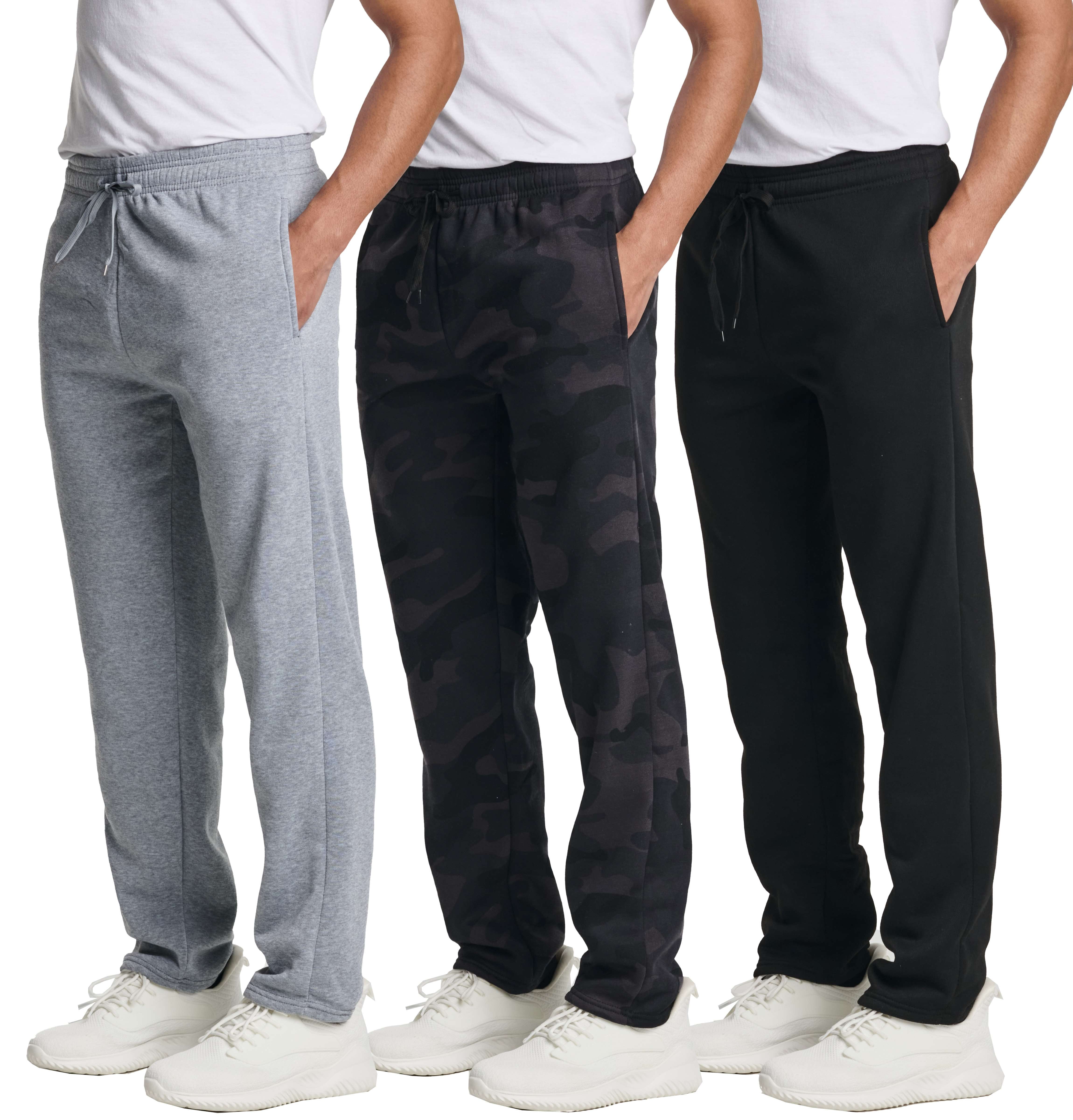Real Essentials 3 Pack: Men's Tech Fleece Athletic Casual Open Bottom ...