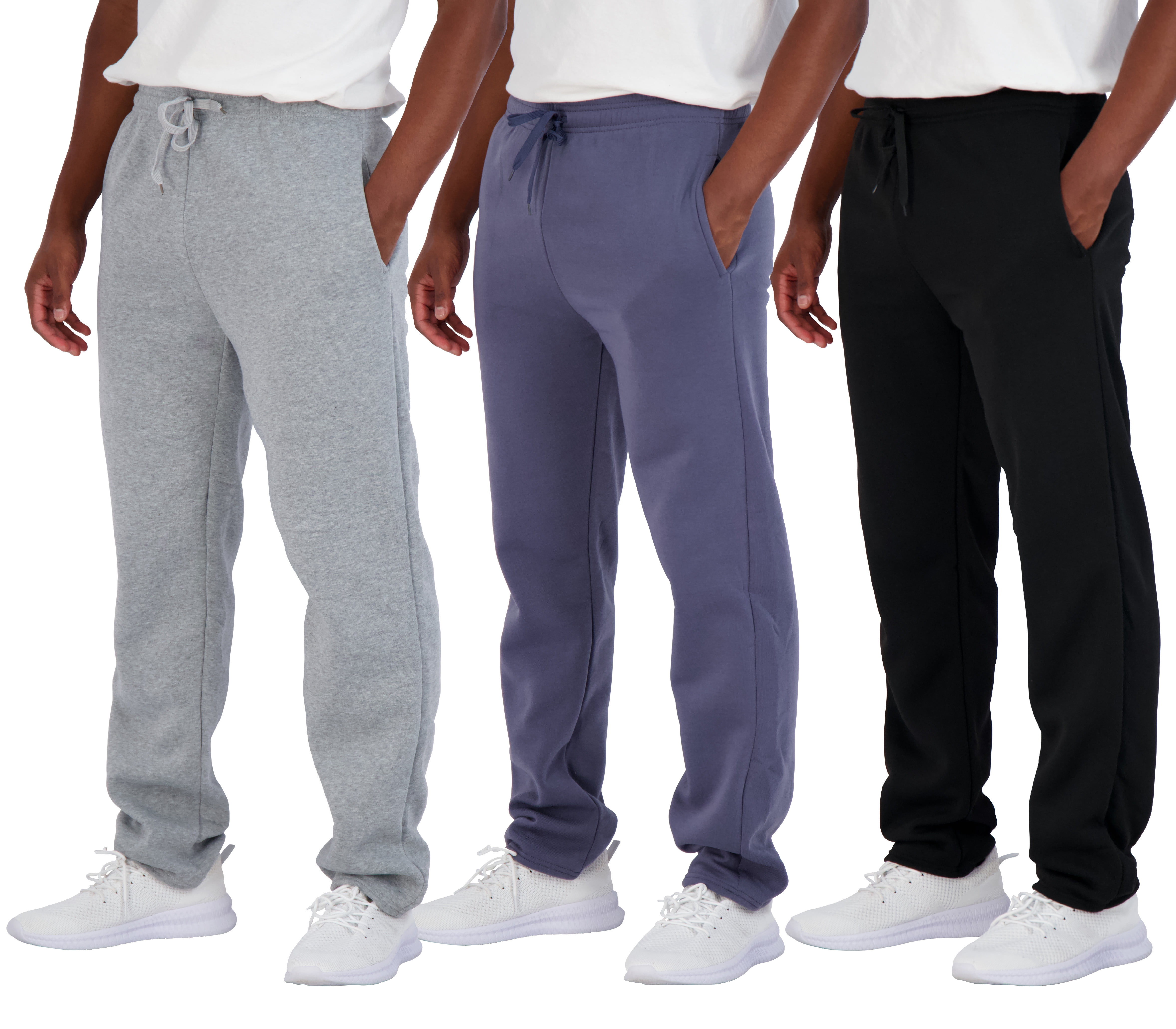 Real Essentials Men's 3-Pack Tech Fleece Sweatpants, Sizes S-3XL, Mens ...