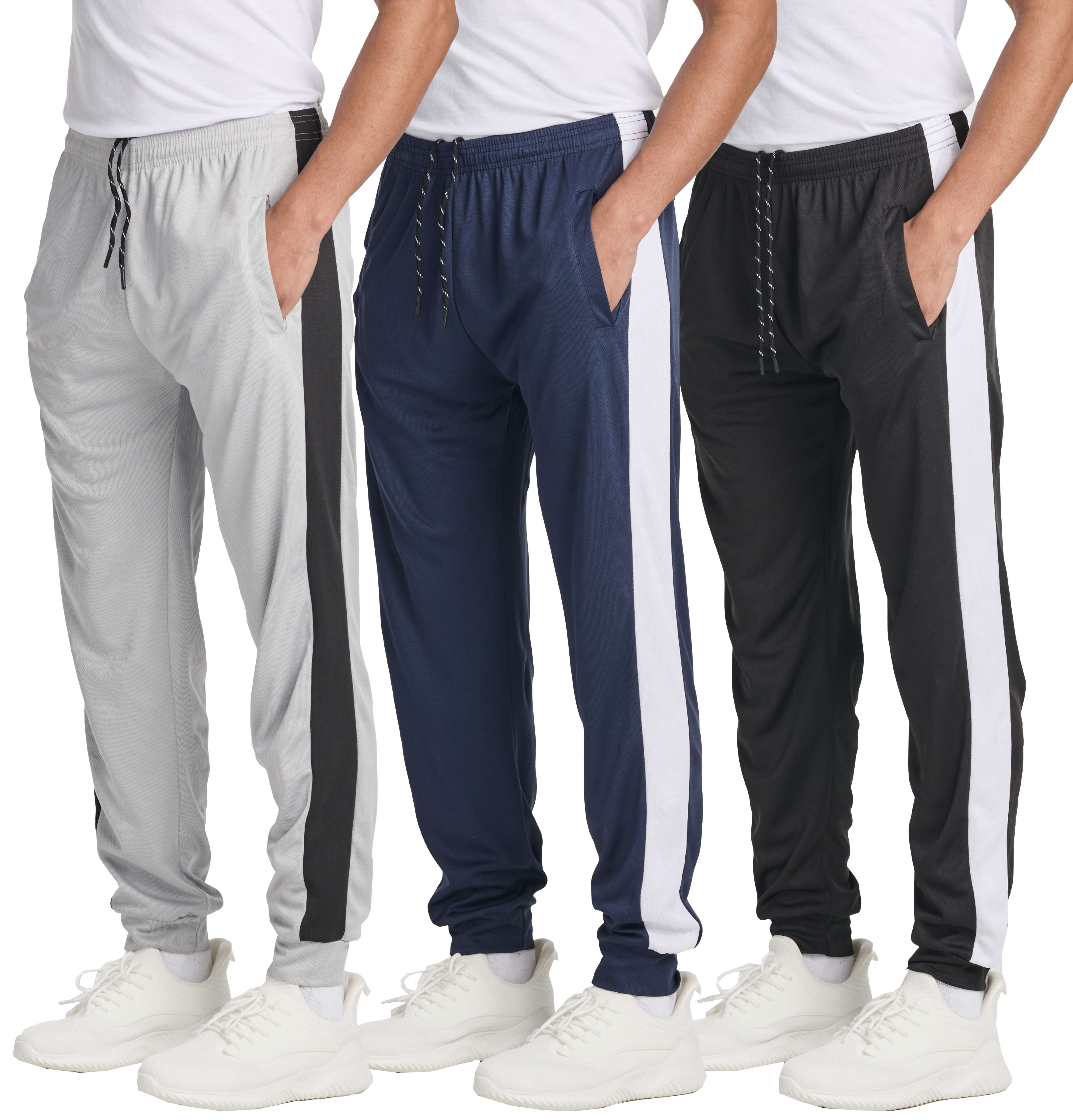 Real Essentials 3 Pack: Men's Tech Mesh Active Athletic Casual Jogger ...
