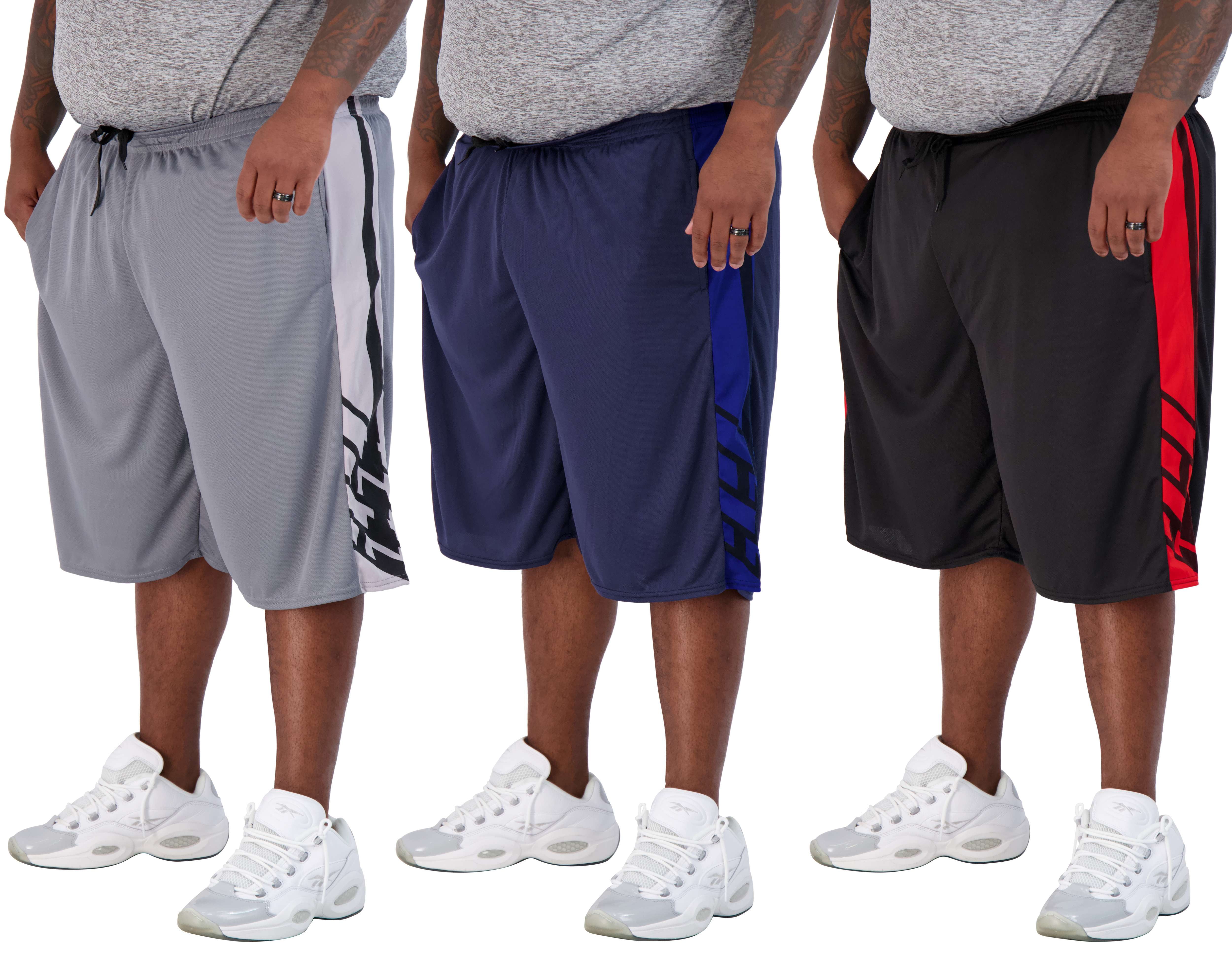 Real Essentials Men's Big & Tall Dry Fit Athletic Shorts, 3-Pack, Gym ...