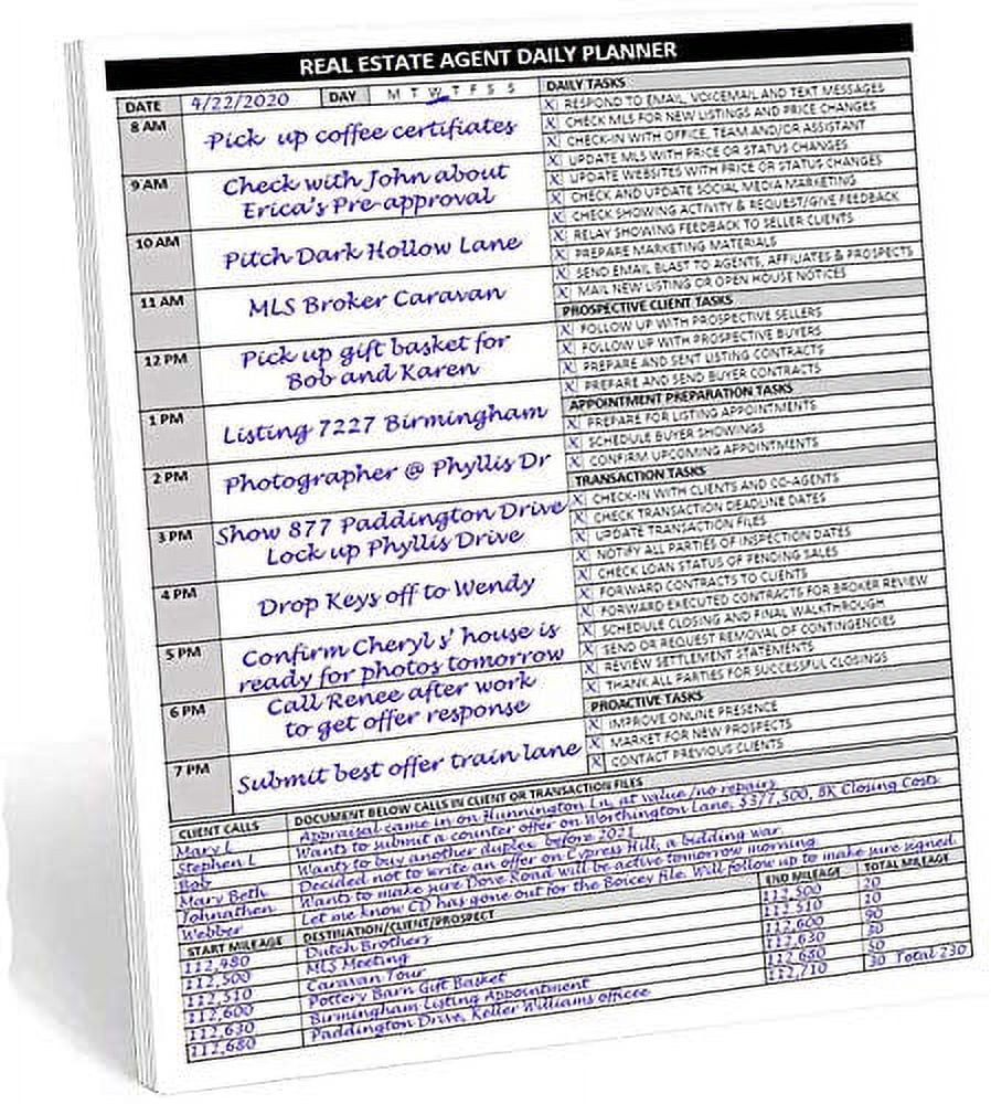 Real Estate Agent Supplies - Daily Planner Task List Notepad. Simple ...