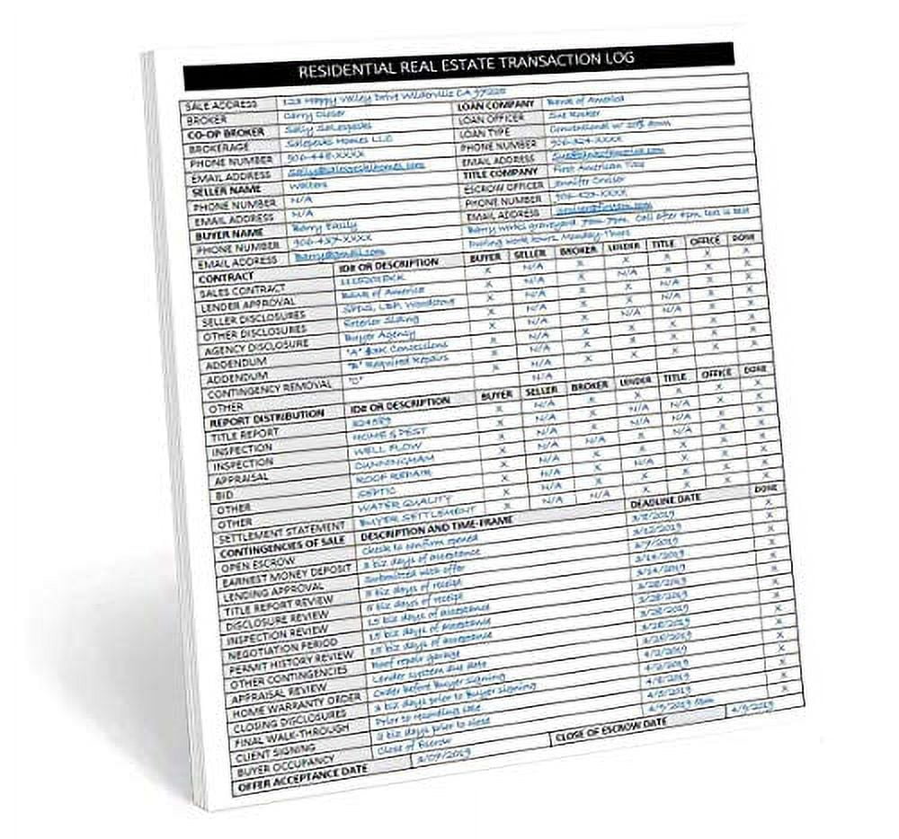 Real Estate Agent Supplies - Real Estate Transaction Log, a Must Have ...