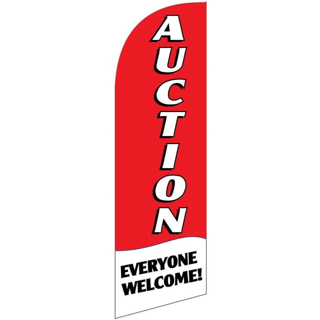 Real Estate Auction Feather Banner Flag Sign with Flag Pole Kit, Ground ...