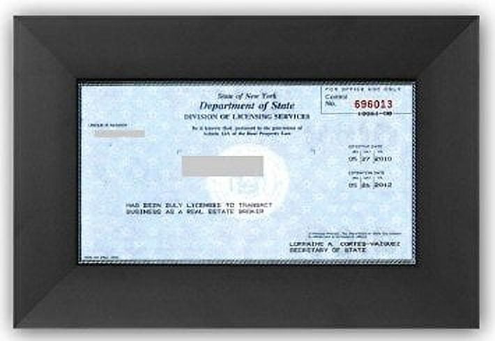 Real Estate License Certificate Wood Frame - 8.5 x 5.5 inches - Extra ...