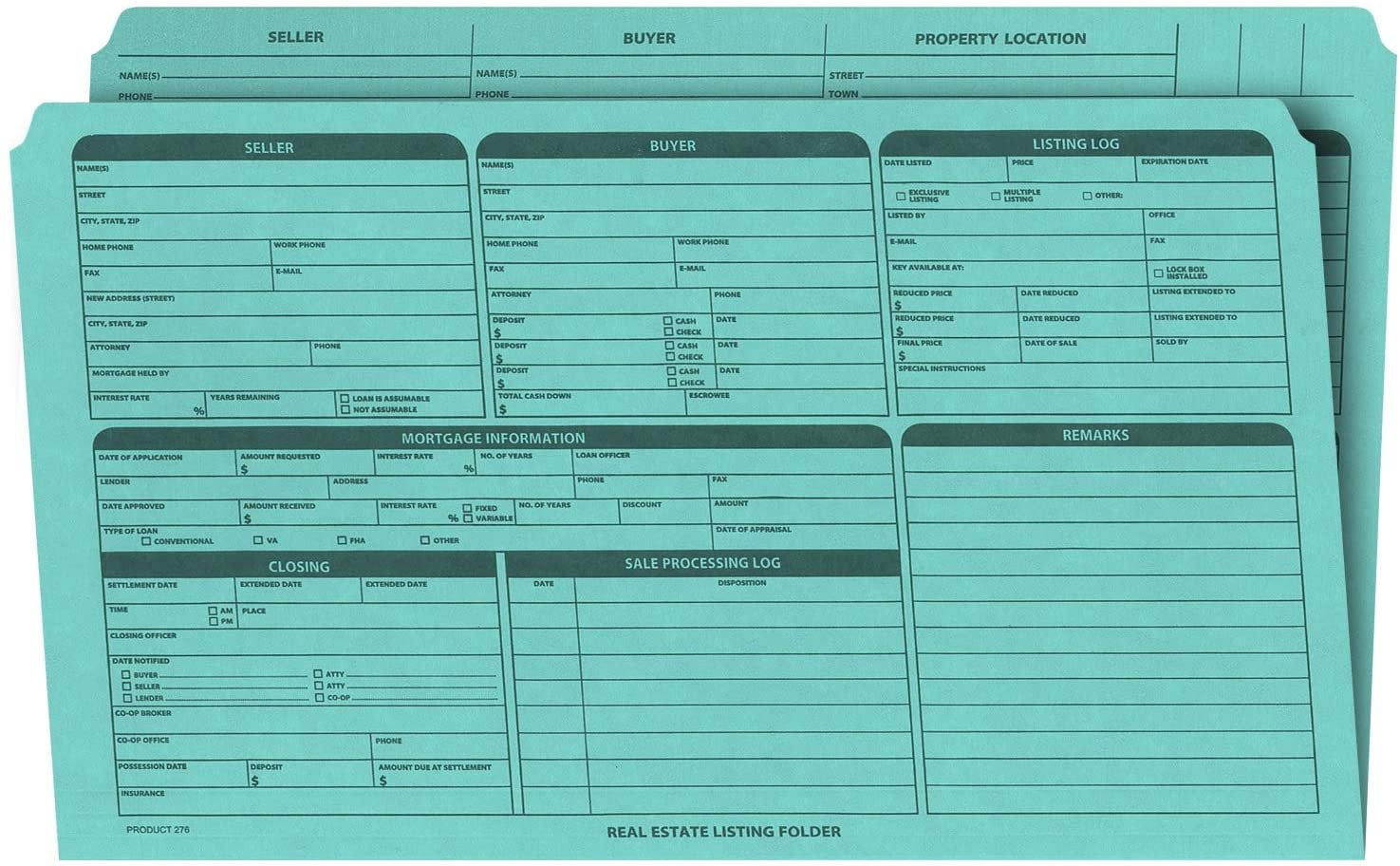 Real Estate Listing Folder Right Panel List, Pre-Printed on Durable ...