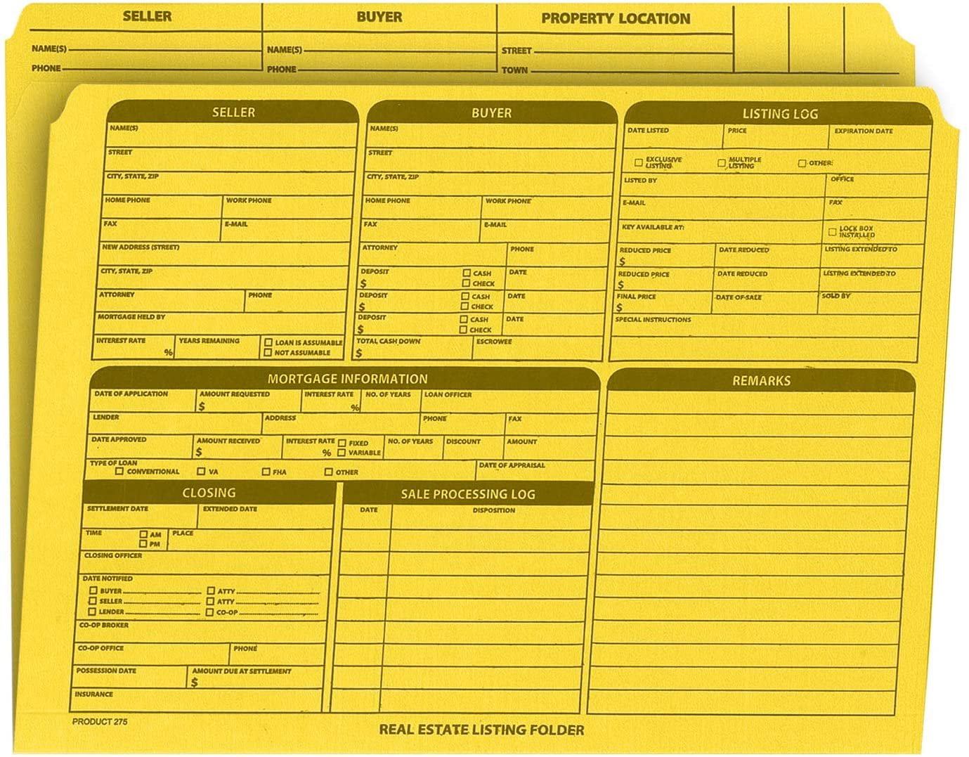 Free Shipping! Real Estate Listing Folder Right Panel List, Pre-Printed ...