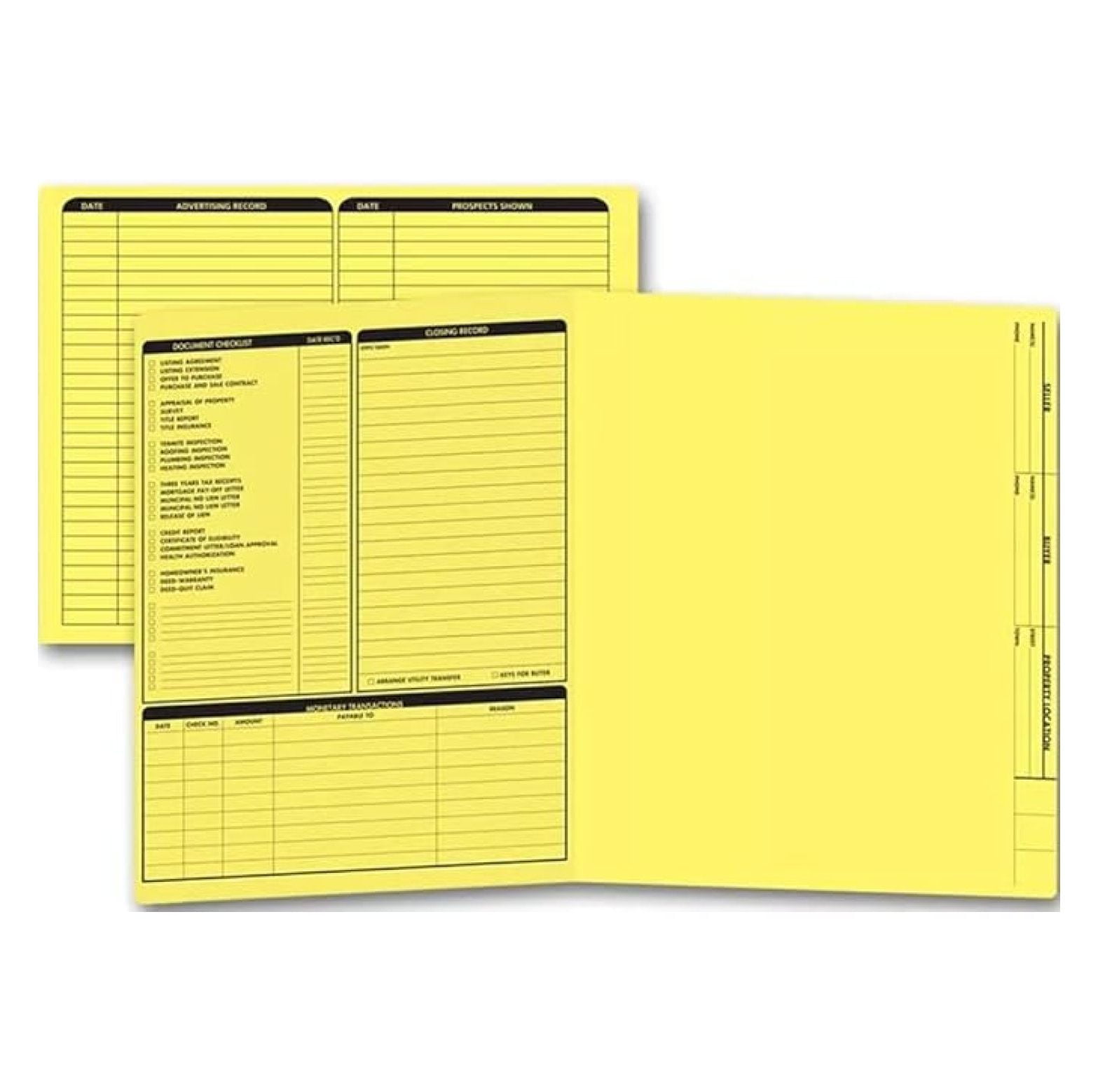 Real Estate Listing Folders - Yellow, 50 Pack - Letter Size - Left ...