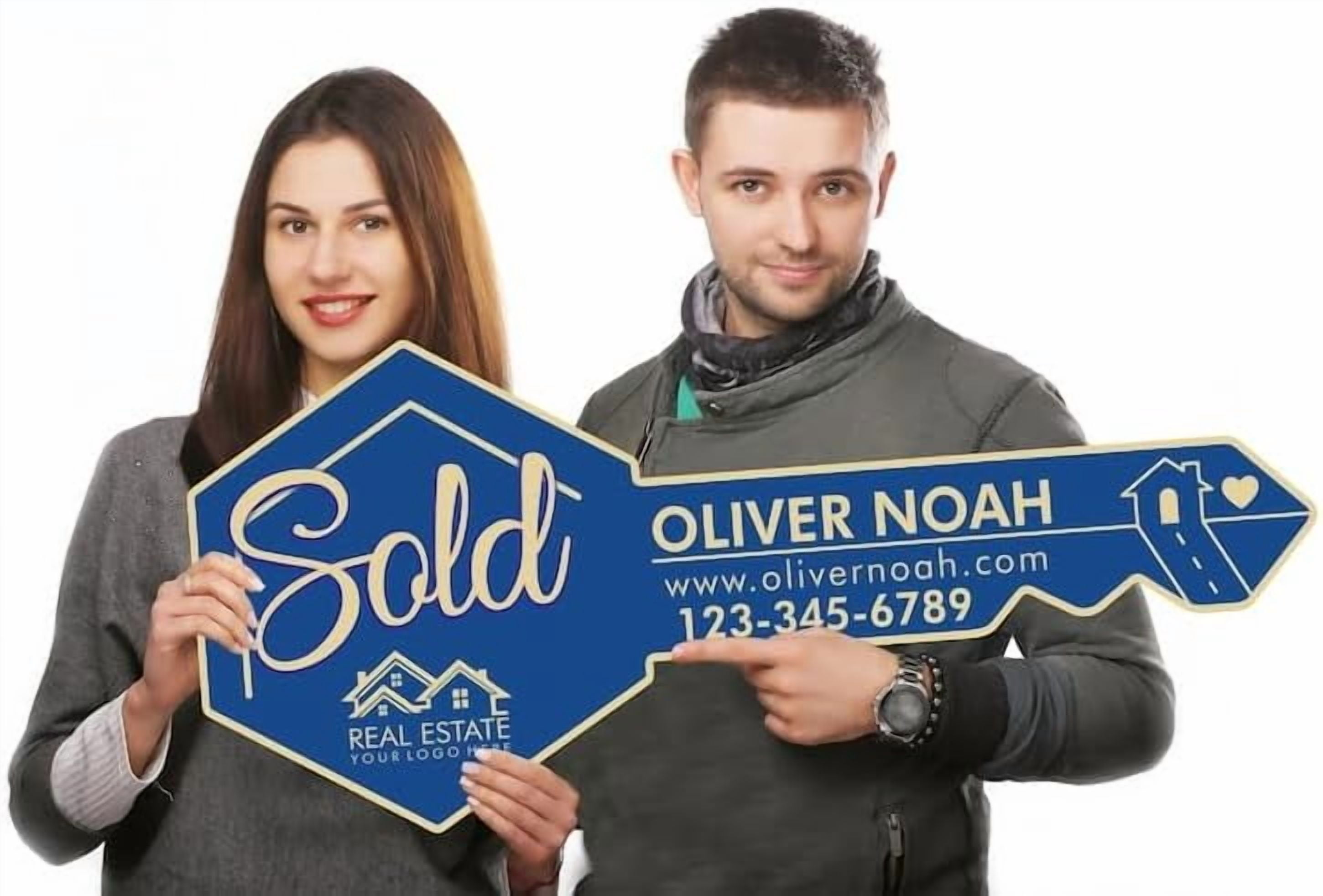 Print Real Estate Marketing Key Cutout Sign, Customized Realtor Social ...