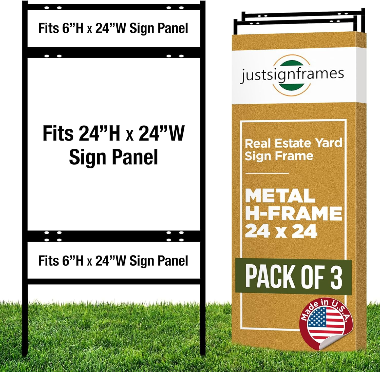 Real Estate Metal Yard Sign H-Frame (Pack of 3) with Riders (2) - Easy ...