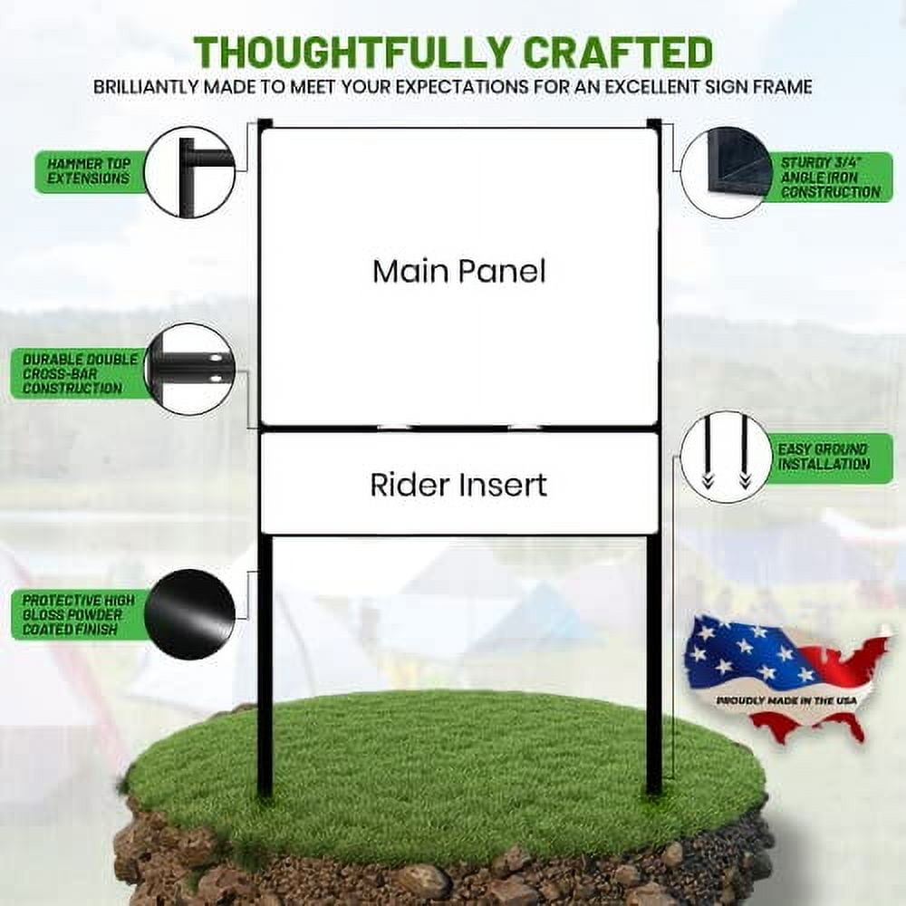 Real Estate Yard Sign Metal H-Frame (Pack of 1), Easy Slide-In Open ...