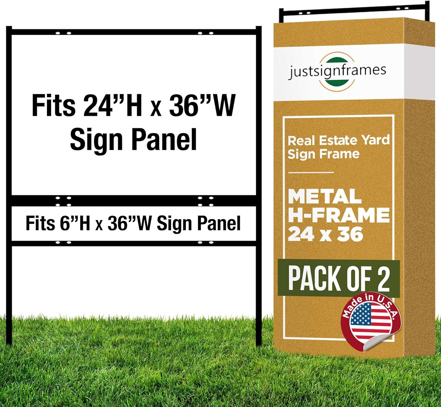 Real Estate Yard Sign Metal H-Frame (Pack of 2), Easy Slide-In Open ...