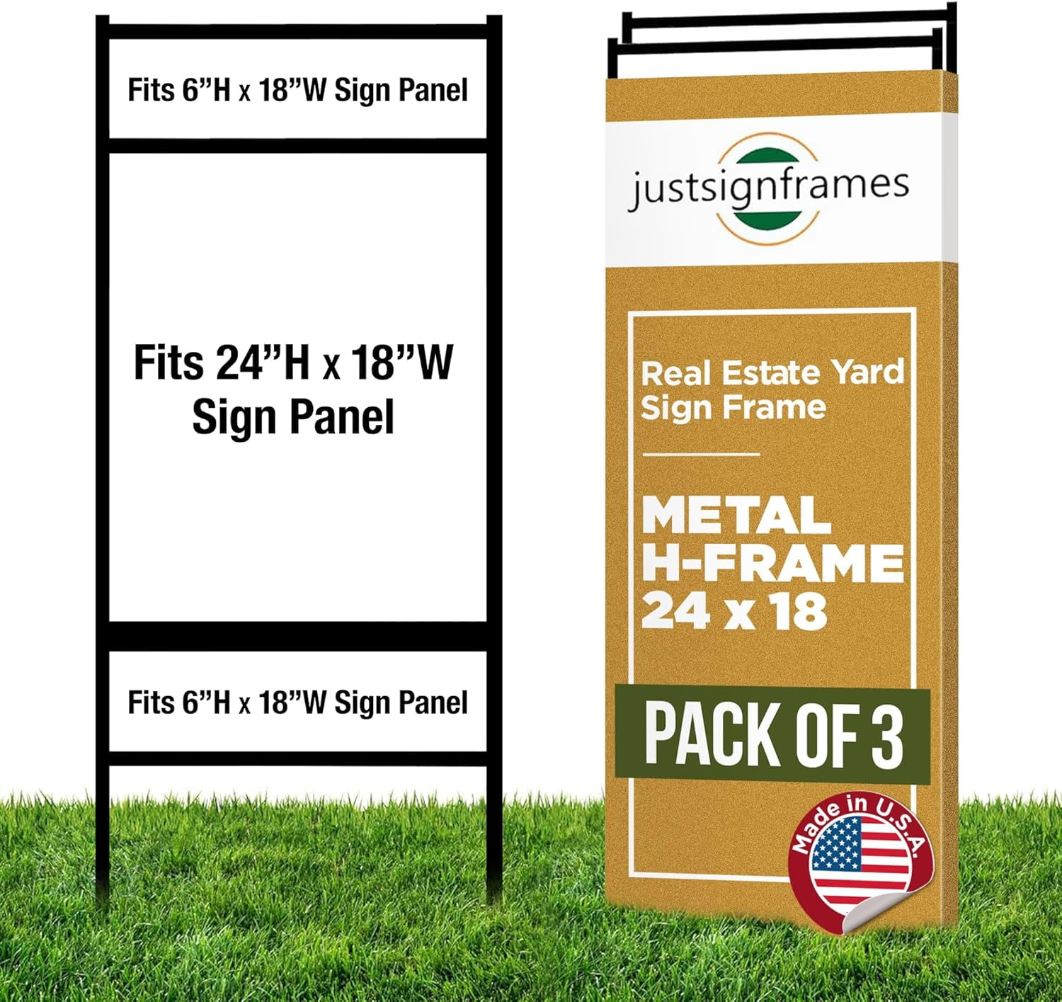 Real Estate Yard Sign Metal H-Frame (Pack of 3) with Riders- Yard Sign ...