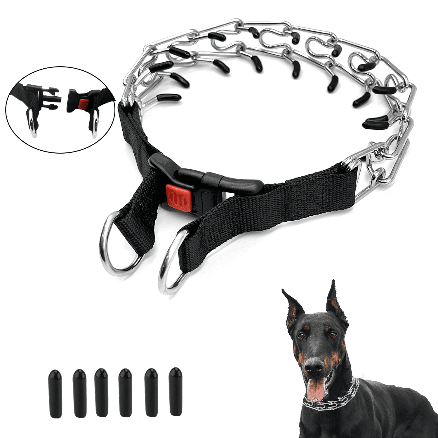 Real Fancy Buckle Prong Collar for Training dogs Choke Chain Adjustable ...